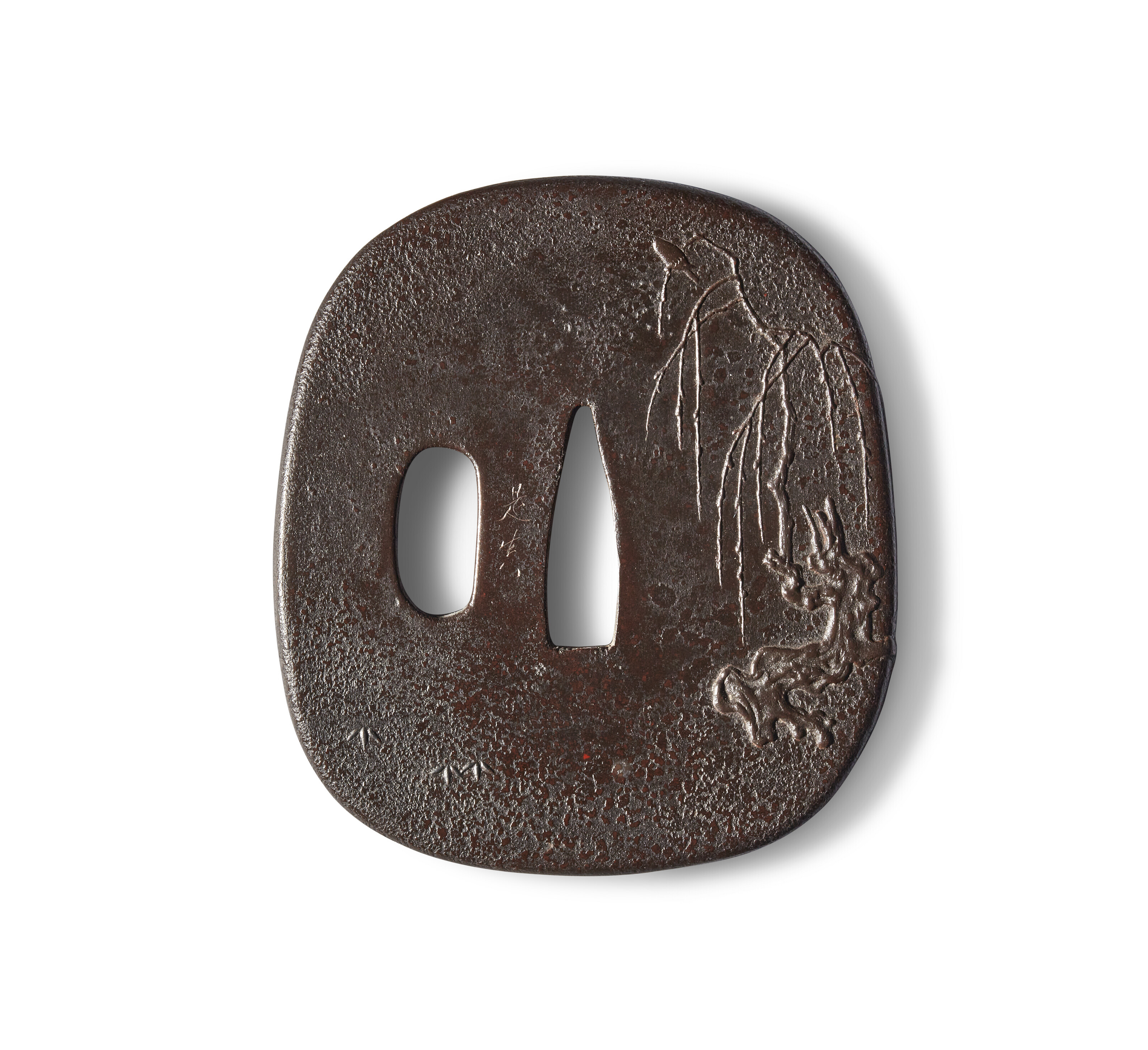 A RARE LACQUERED WOOD TSUBA, JAPAN, MEIJI PERIOD, LATE 19TH CENTURY ...
