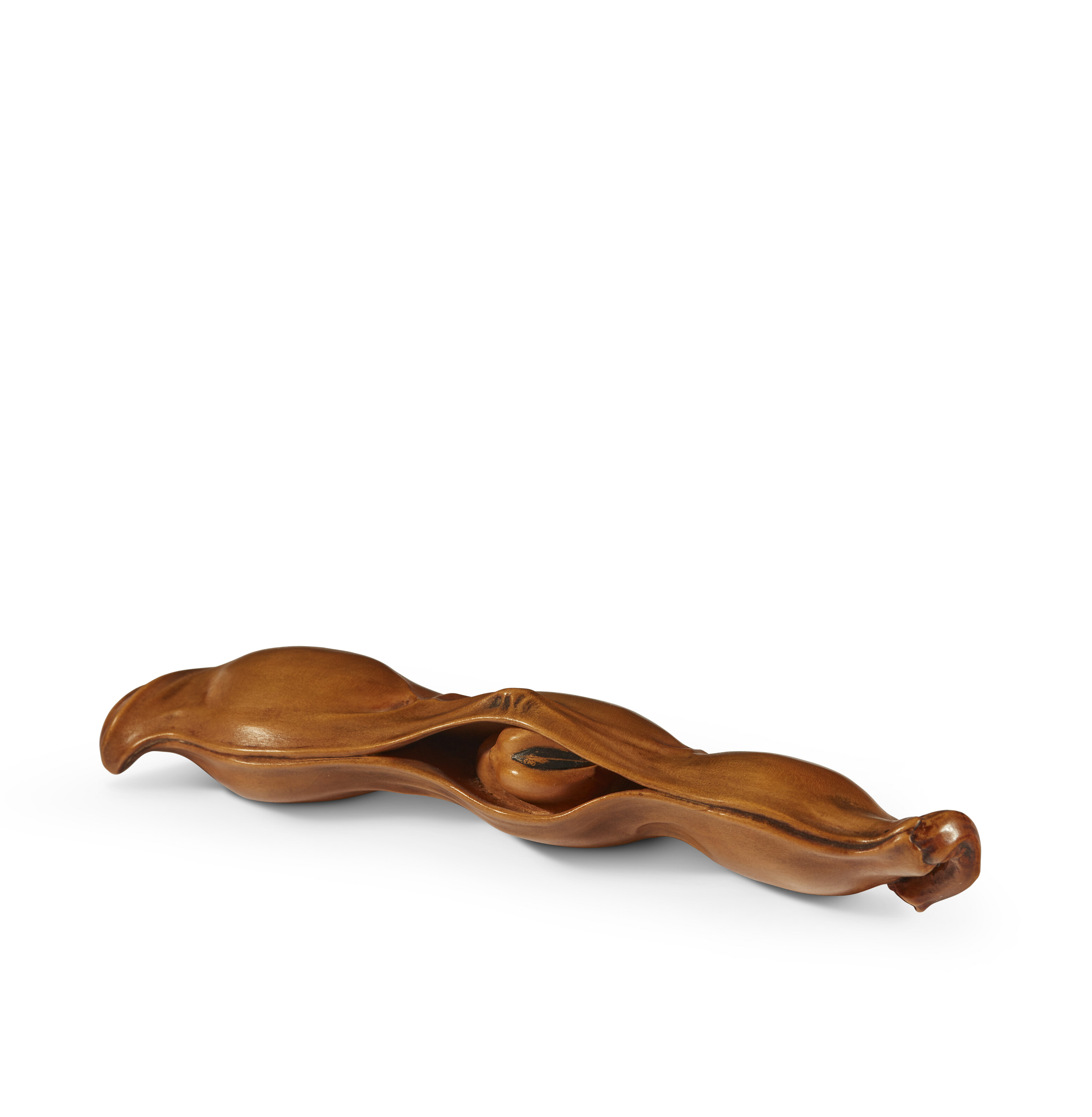 A BOXWOOD SCULPTURE OF A NATAMAME (SWORD BEAN), SASHI-NETSUKE, JAPAN ...