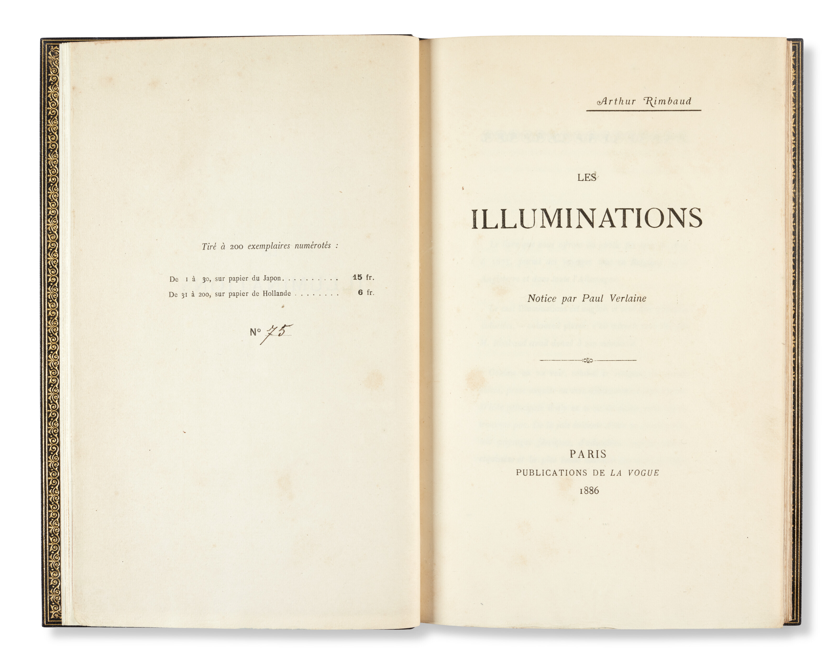 RIMBAUD, Arthur (1854-1891), Les Illuminations. Paris : Publications de la Vogue, 1886. | Christie’s