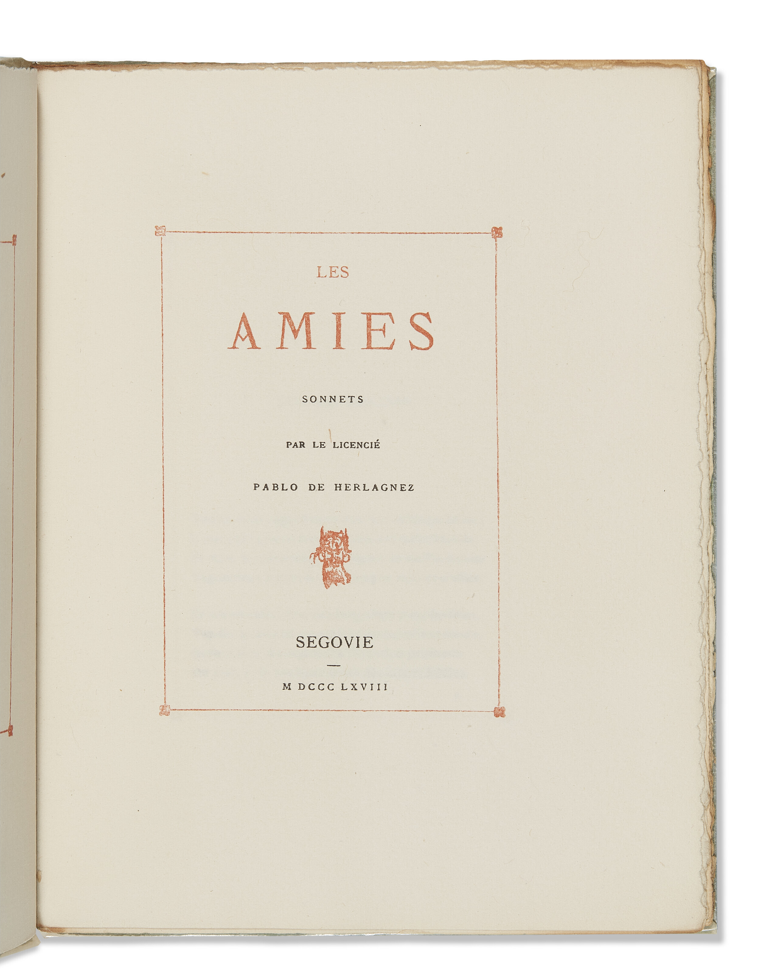 VERLAINE, Paul (1844-1896), Les Amies. Ségovie [Bruxelles] : Pablo de ...