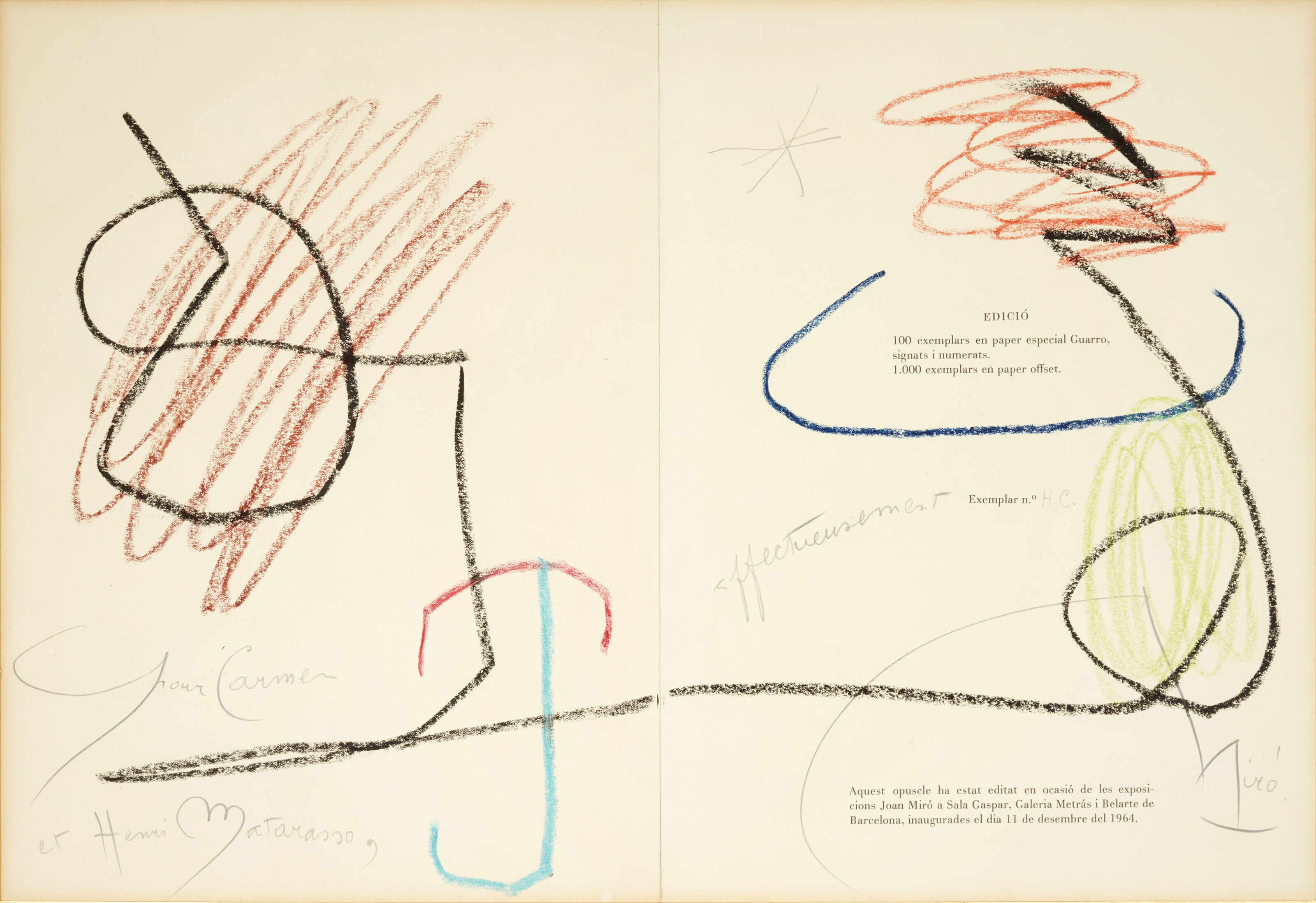 MIRÓ, Joan (1893-1983), Dessin original signé. [Vers 1964]. | Christie’s