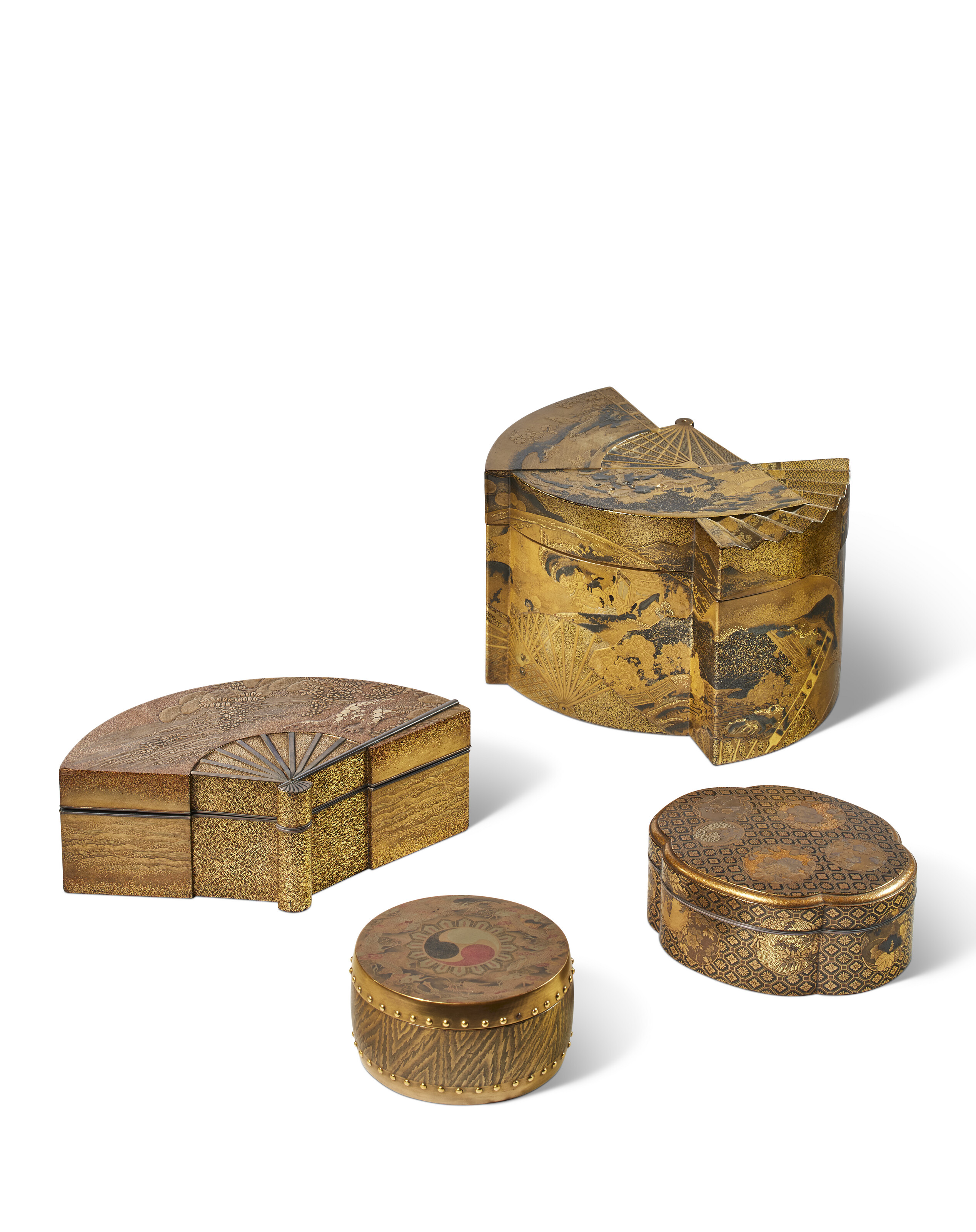 FOUR GILT LACQUER BOXES AND COVERS, JAPAN, EDO PERIOD (1600-1868 ...