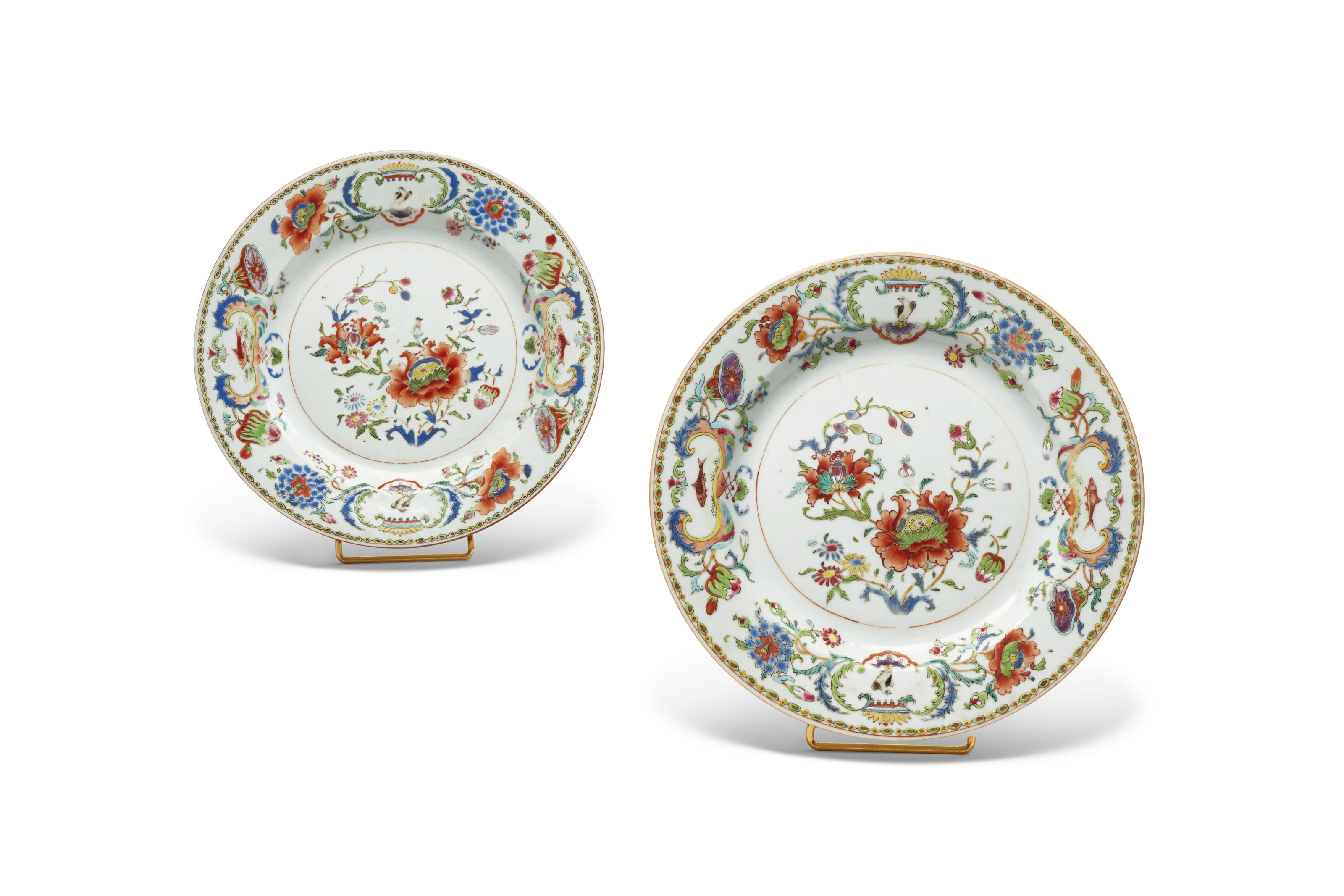 TWO FAMILLE ROSE 'POMPADOUR' PLATES, CHINA, QING DYNASTY, CIRCA 1745 ...