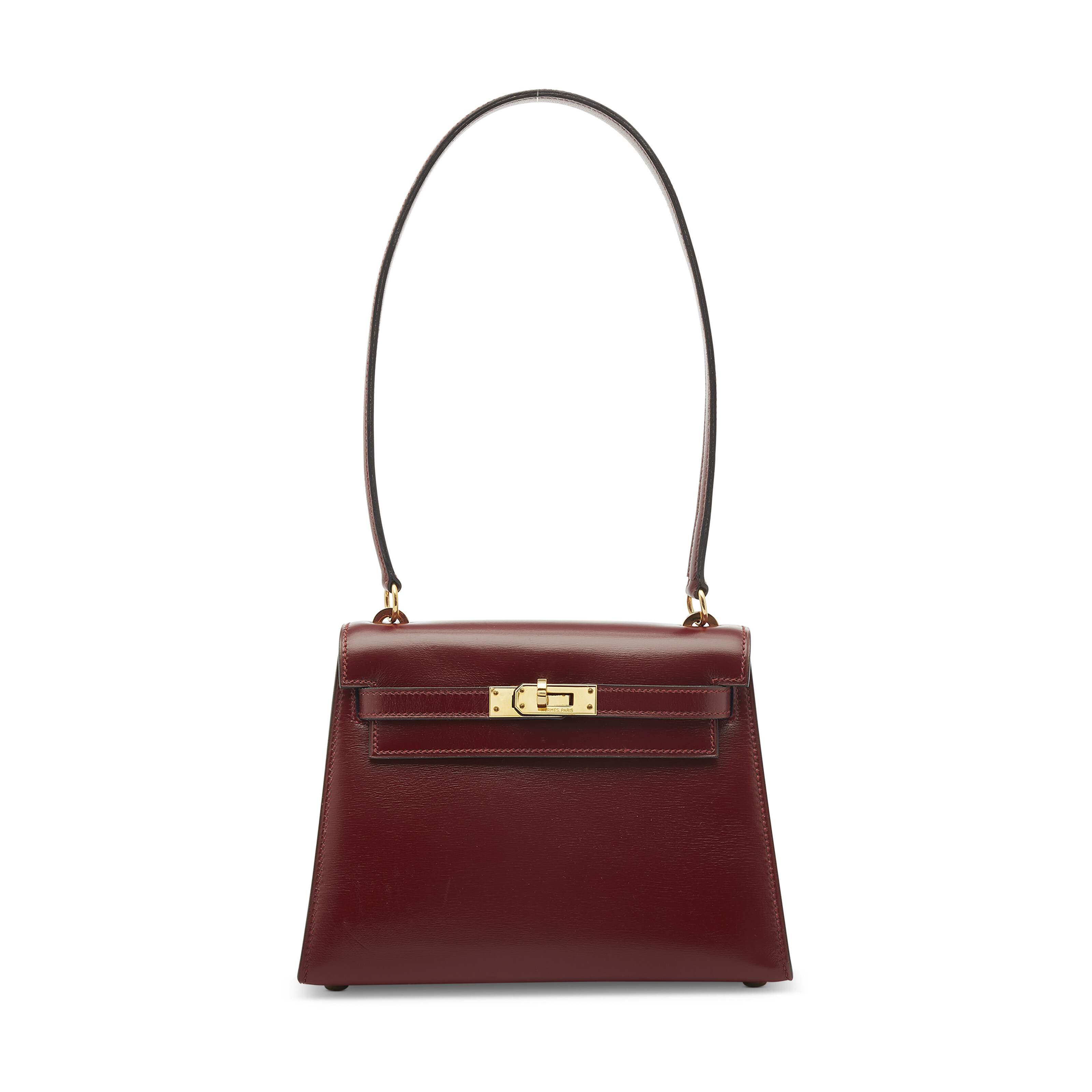 A ROUGE H CALF BOX LEATHER SHOULDER MINI KELLY 20 WITH GOLD HARDWARE ...