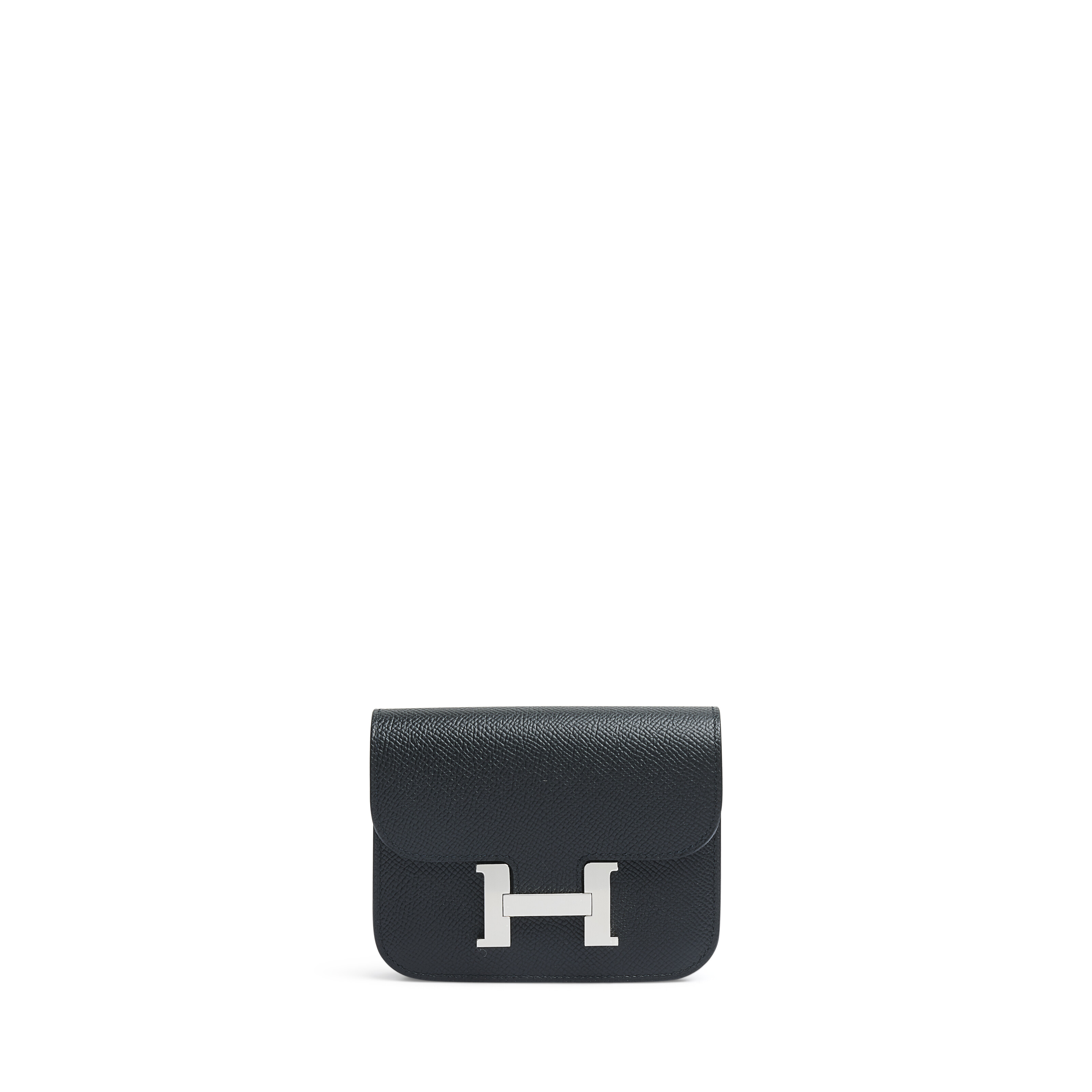 A BLACK EPSOM LEATHER CONSTANCE COMPACT WALLET WITH PALLADIUM HARDWARE ...