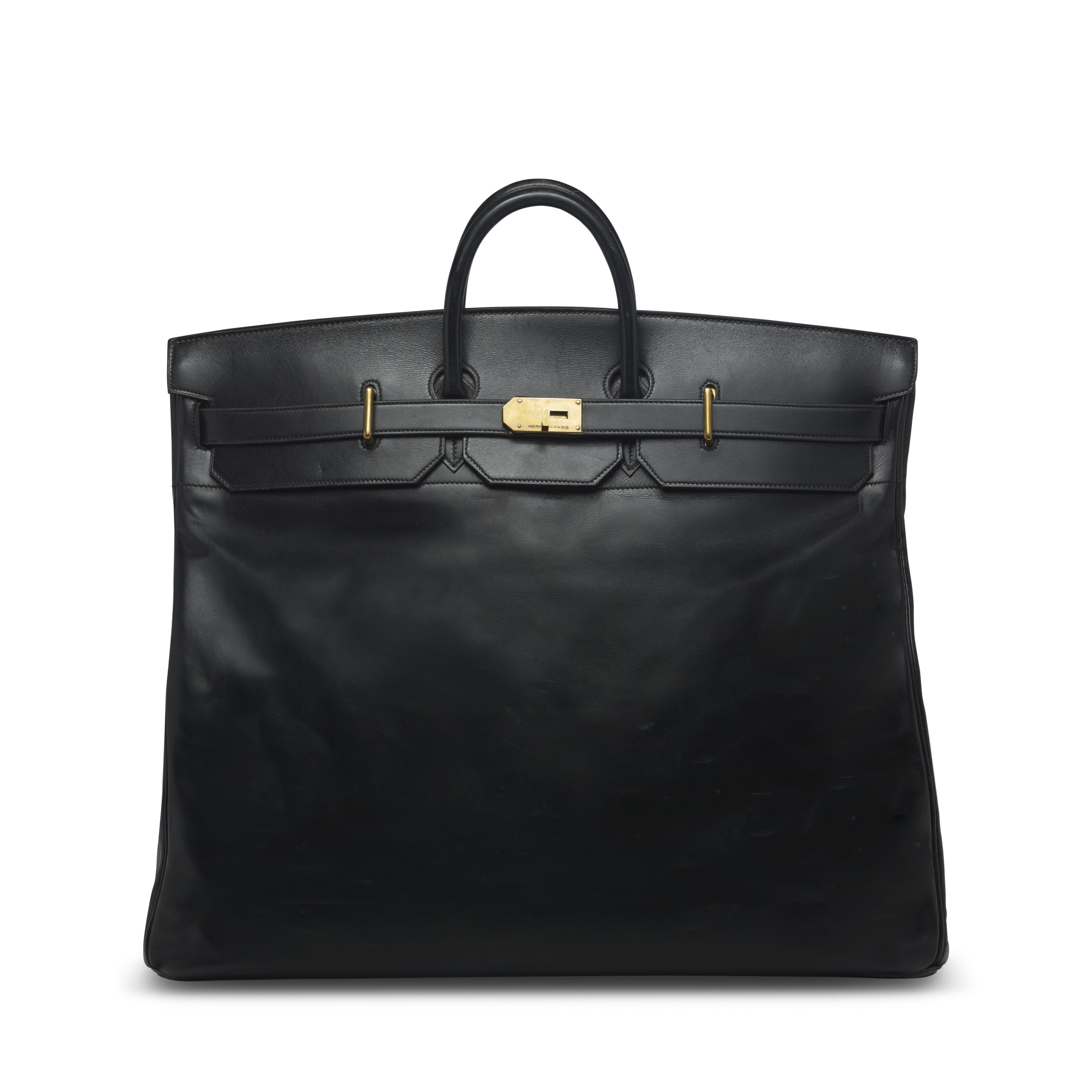 A BLACK CALF BOX LEATHER BIRKIN HAC 55 WITH GOLD HARDWARE, HERMÈS ...