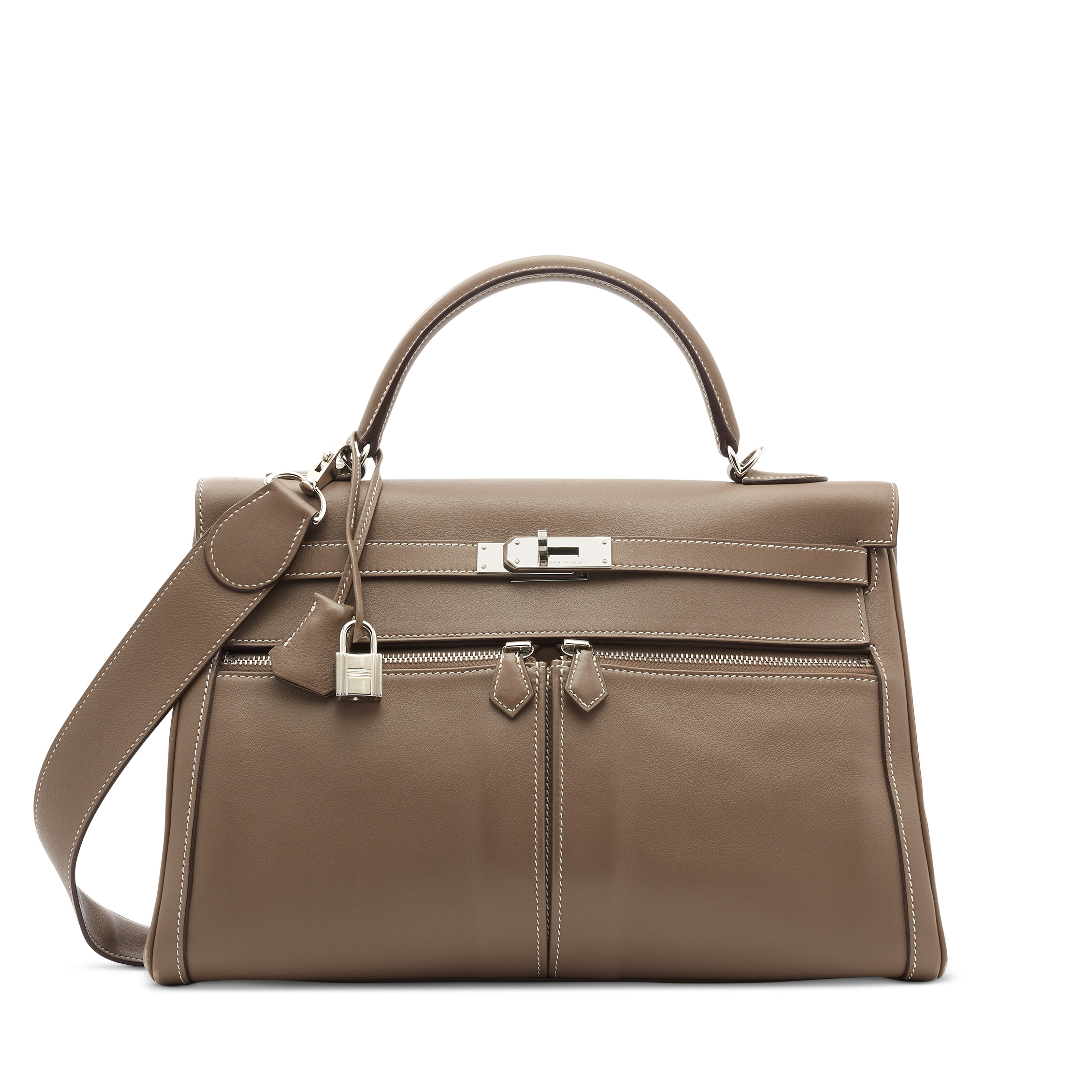 AN ÉTOUPE SWIFT LEATHER KELLY LAKIS 35 WITH PALLADIUM HARDWARE, HERMÈS ...