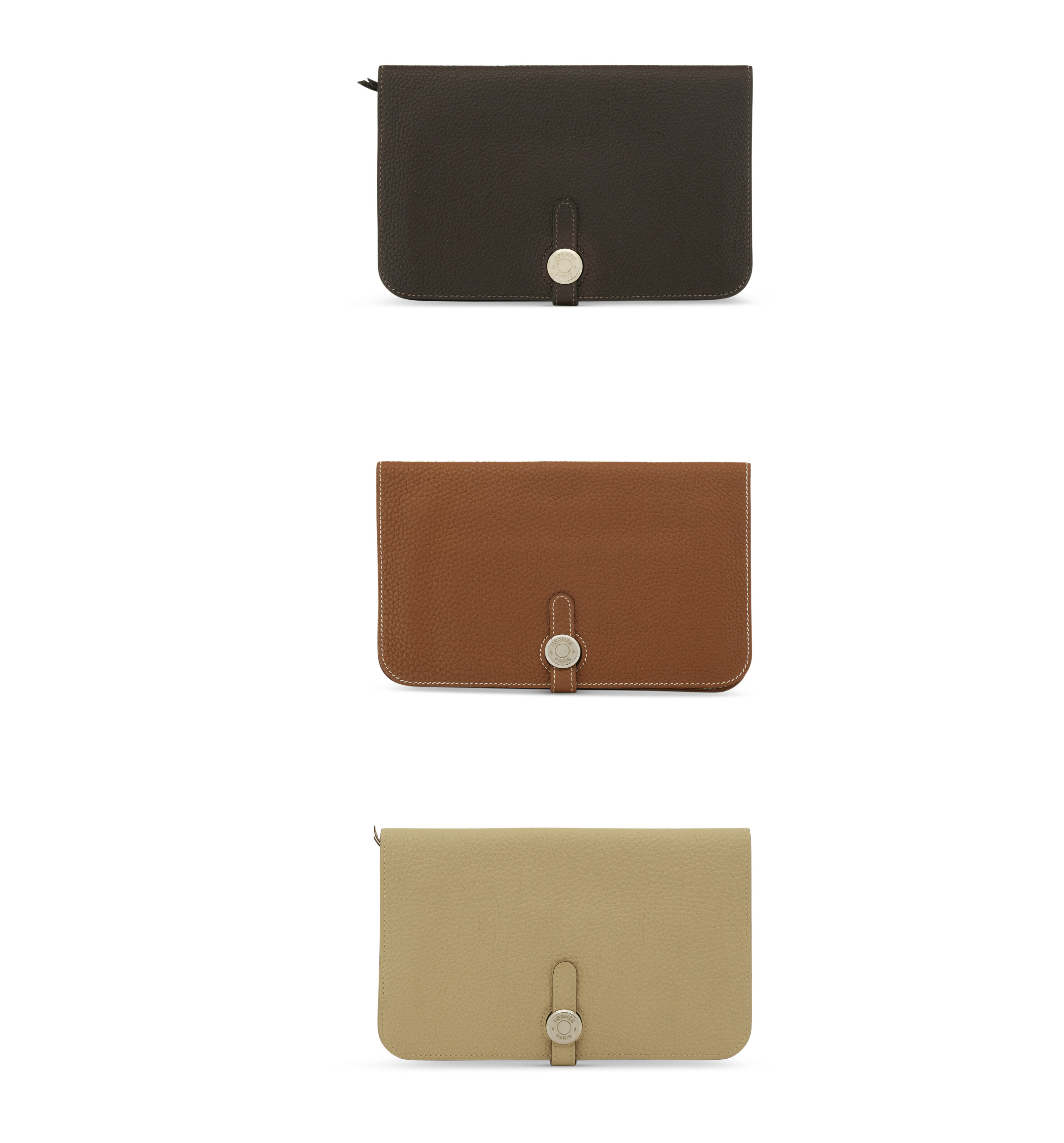 A GROUP OF THREE: A ÉBÈNE CLÉMENCE LEATHER DOGON WALLET & GOLD CLÉMENCE ...