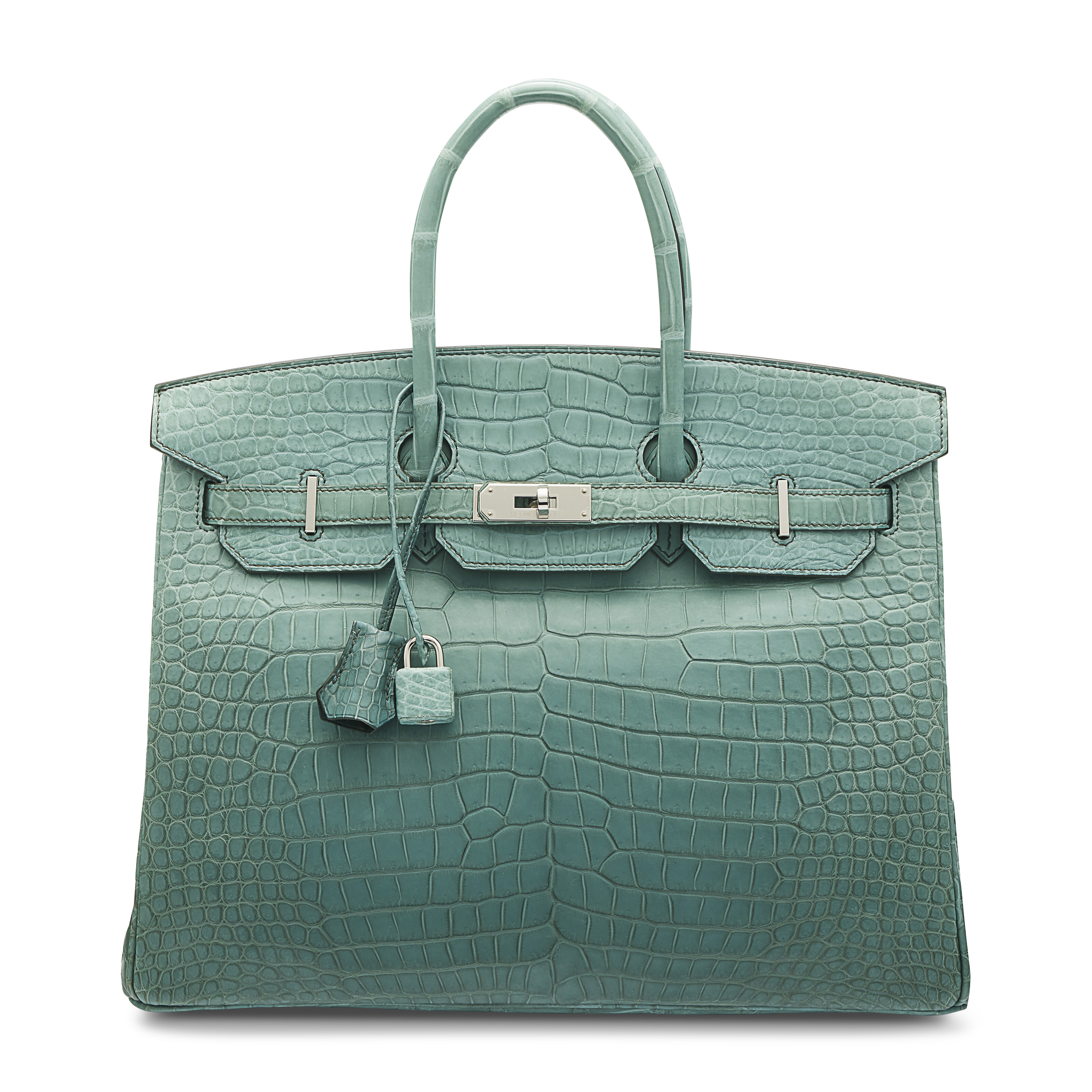 A LIMITED EDITION MATTE OMBRE VERT FONCÉ POROSUS CROCODILE BIRKIN 35 ...