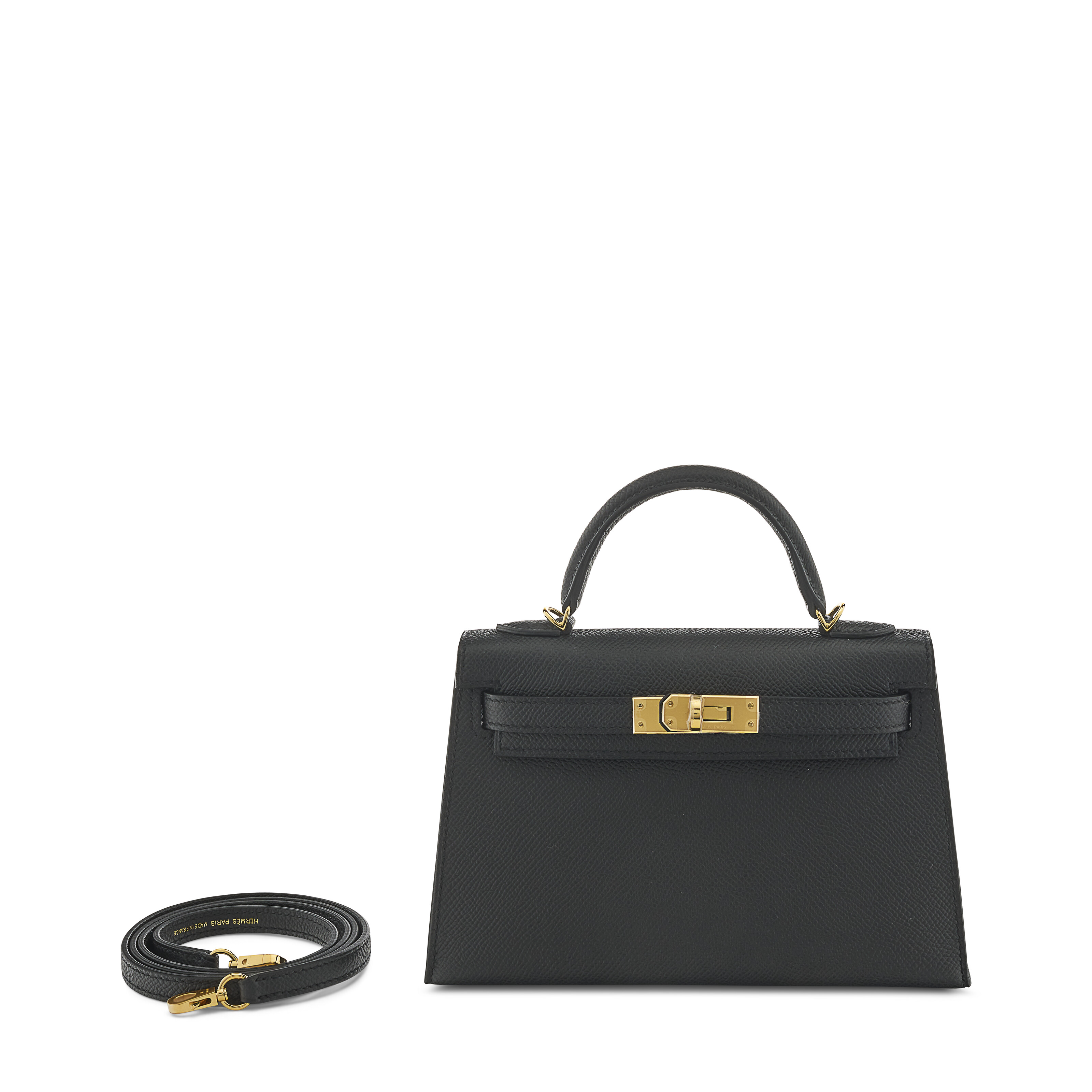 A BLACK EPSOM LEATHER MINI KELLY 20 II WITH GOLD HARDWARE, HERMÈS, 2024 ...