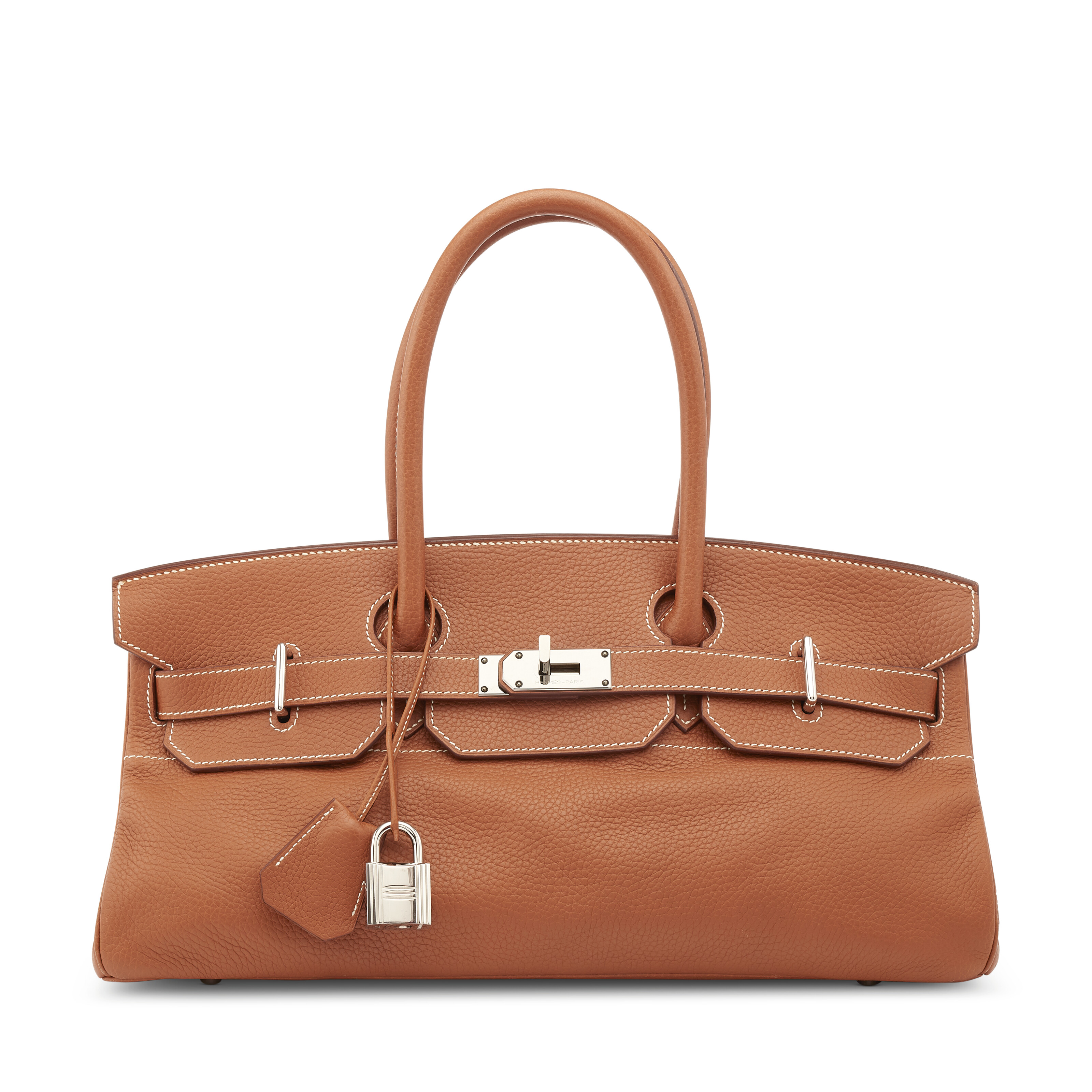 A GOLD CLÉMENCE LEATHER JPG SHOULDER BIRKIN 42 WITH PALLADIUM HARDWARE ...