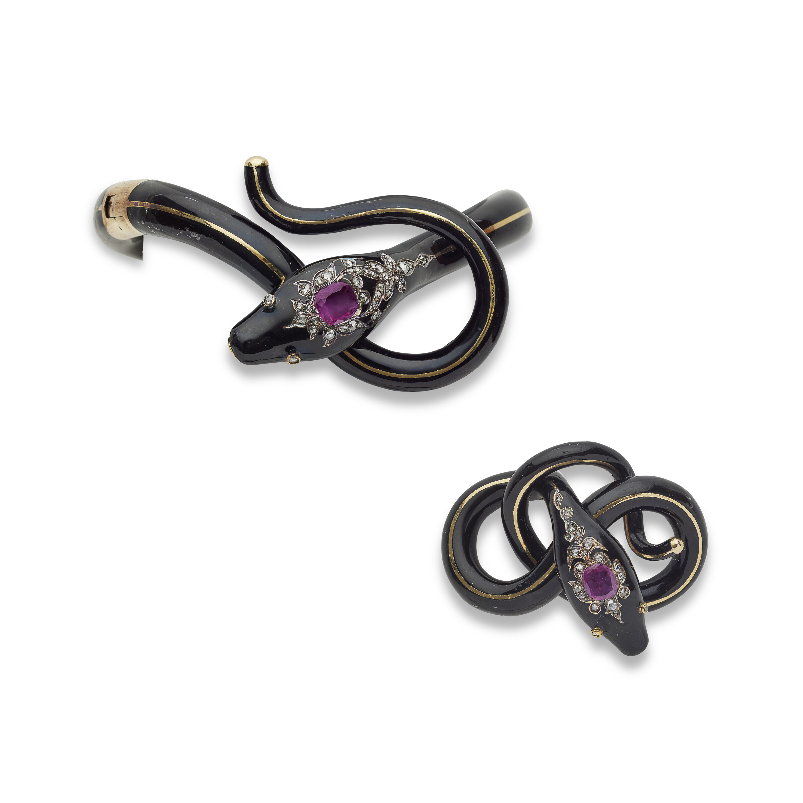 ENSEMBLE SERPENT RUBIS, ÉMAIL ET DIAMANTS, | Christie’s