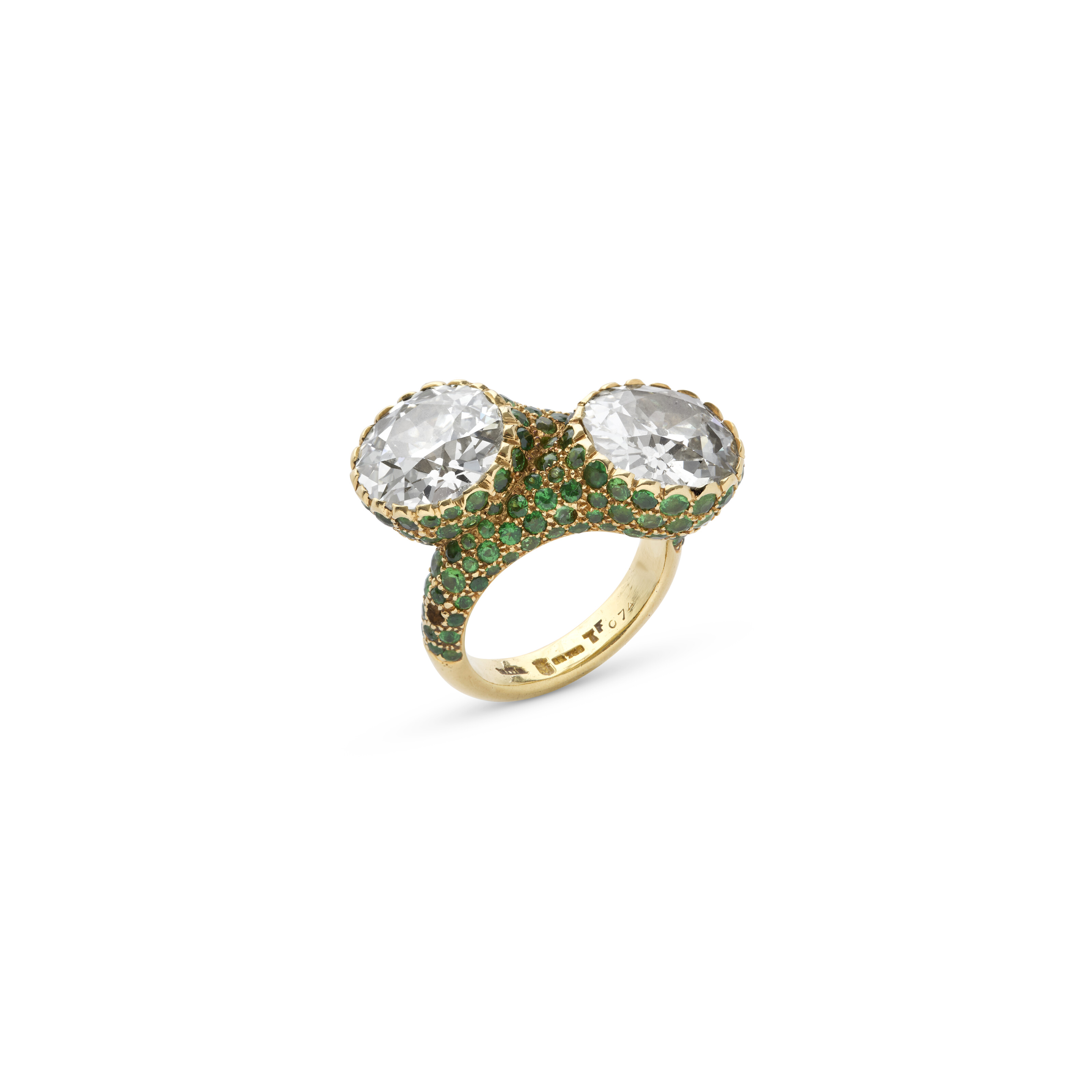 JAMES DE GIVENCHY POUR TAFFIN BAGUE 'TOI & MOI' GRENATS TSAVORITES ET ...