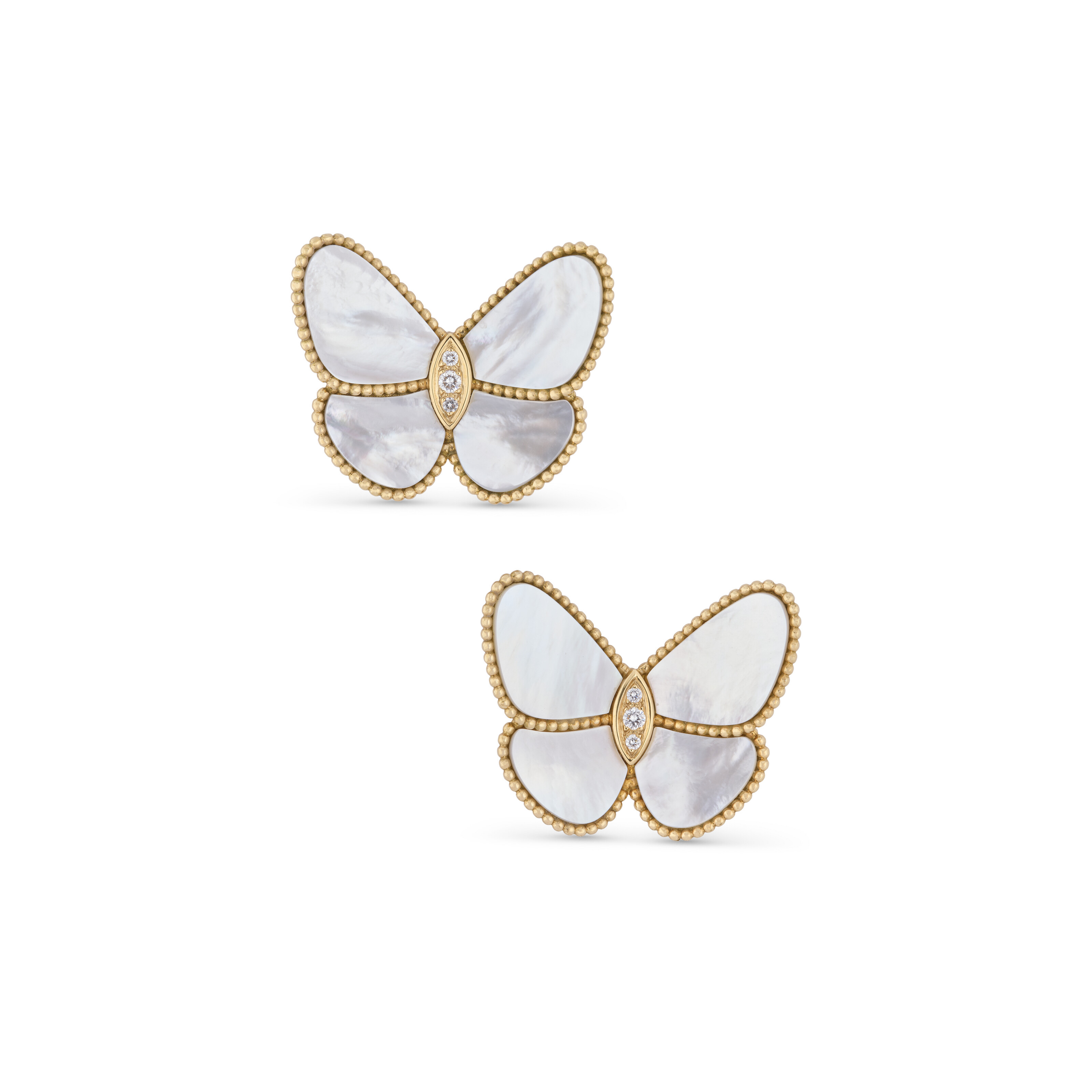 VAN CLEEF & ARPELS ENSEMBLE BROCHES ‘PAPILLON’ NACRE ET DIAMANTS ...