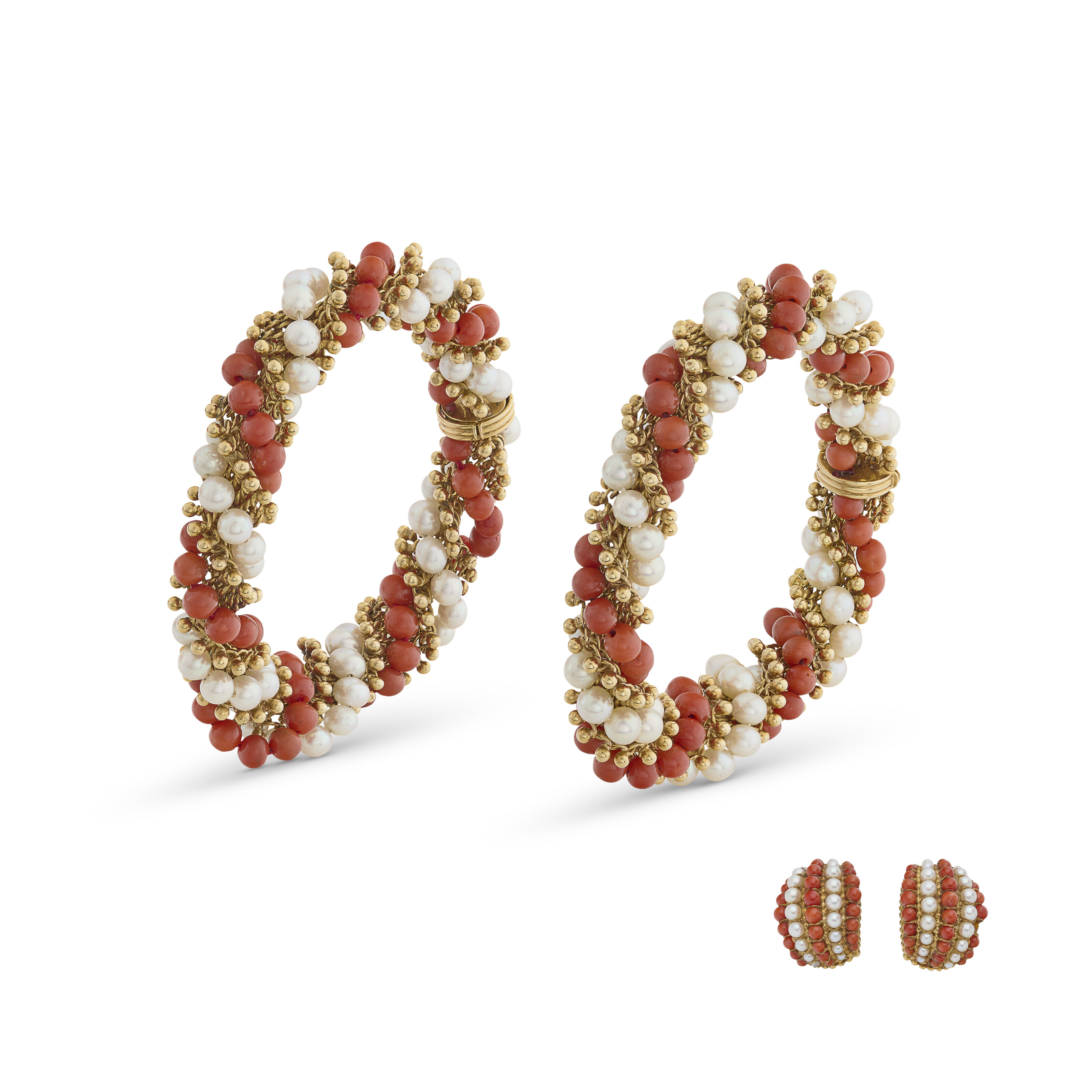 VAN CLEEF & ARPELS ENSEMBLE 'TWIST' CORAIL ET PERLES DE CULTURE ...
