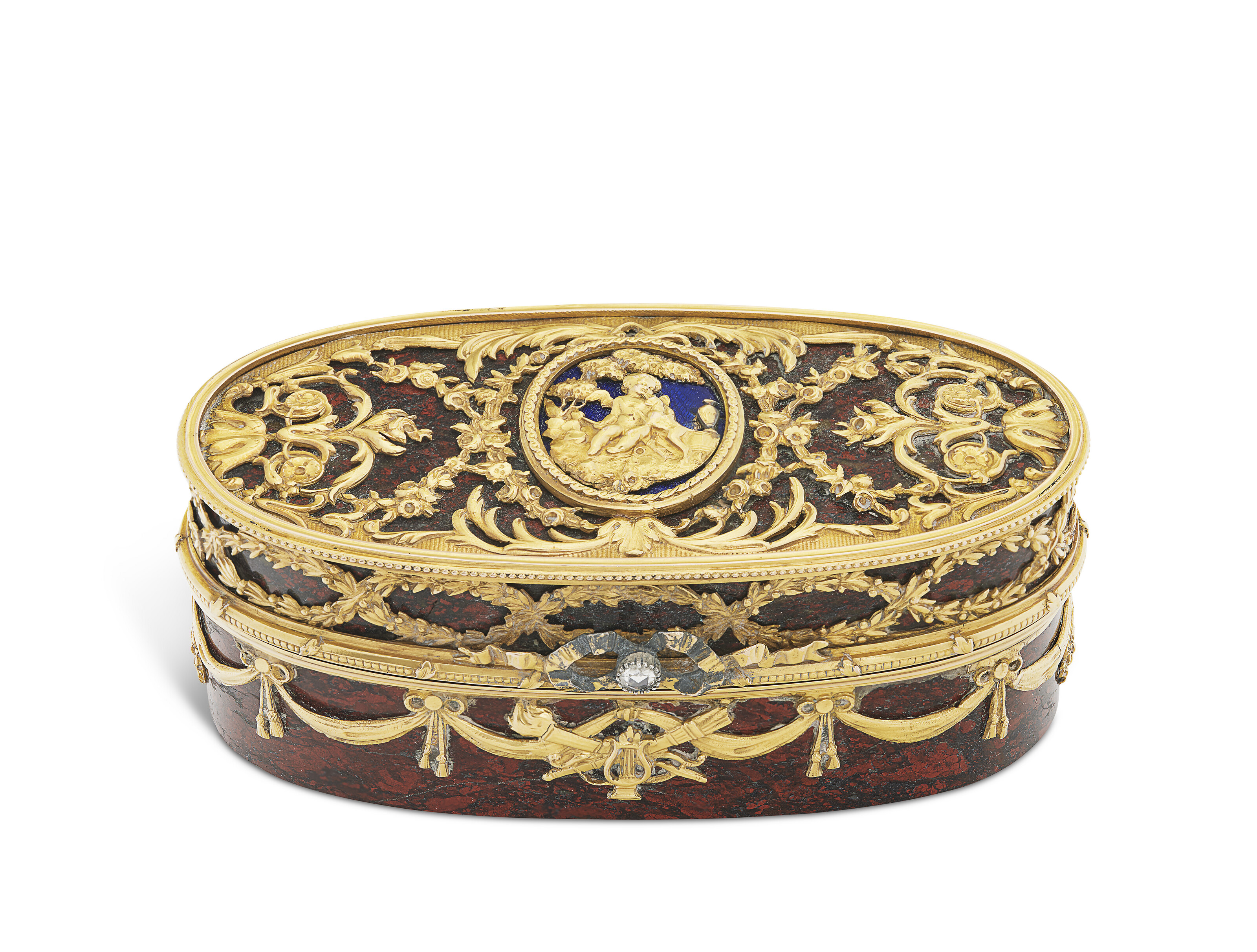 TABATIÈRE ALLEMANDE EN OR, PIERRE DURE ET PRÉCIEUSE, PROBABLEMENT ...