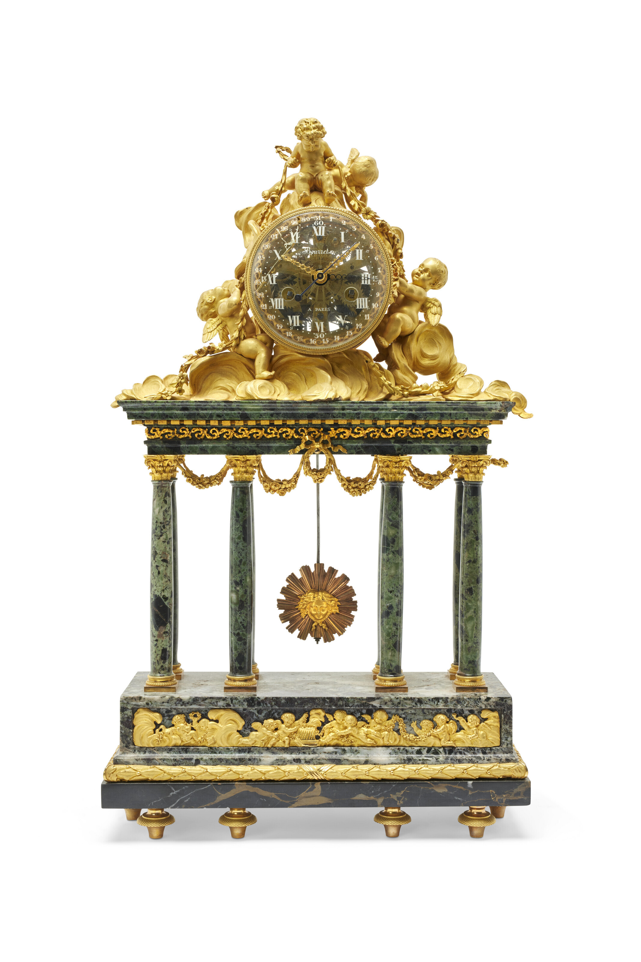 PENDULE PORTIQUE DE LA FIN DE L'ÉPOQUE LOUIS XVI, LE TEMPLE, ITALIE ...