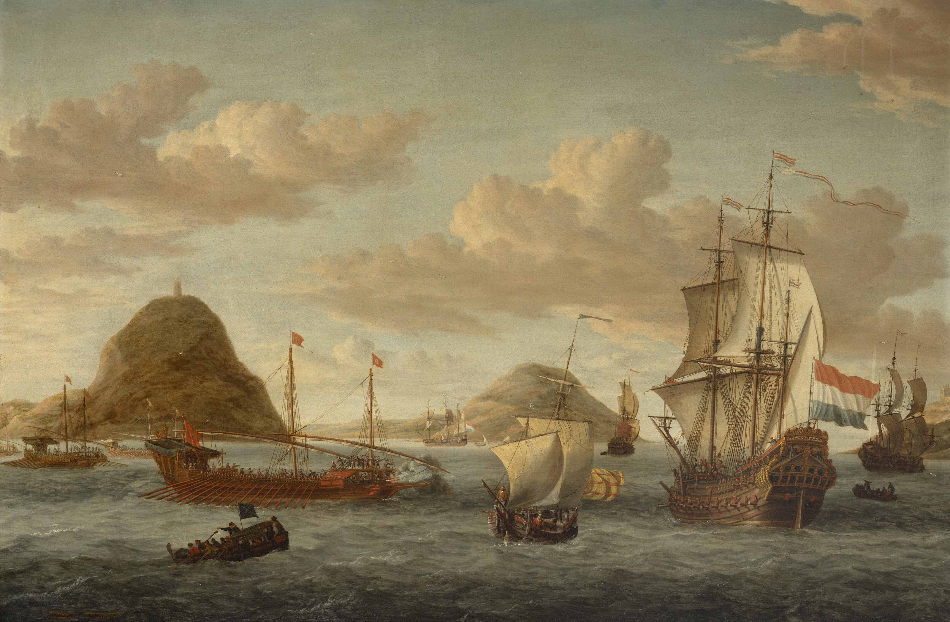 JACOBUS STORCK (AMSTERDAM 1641-1692), Bataille navale lors de la Guerre ...