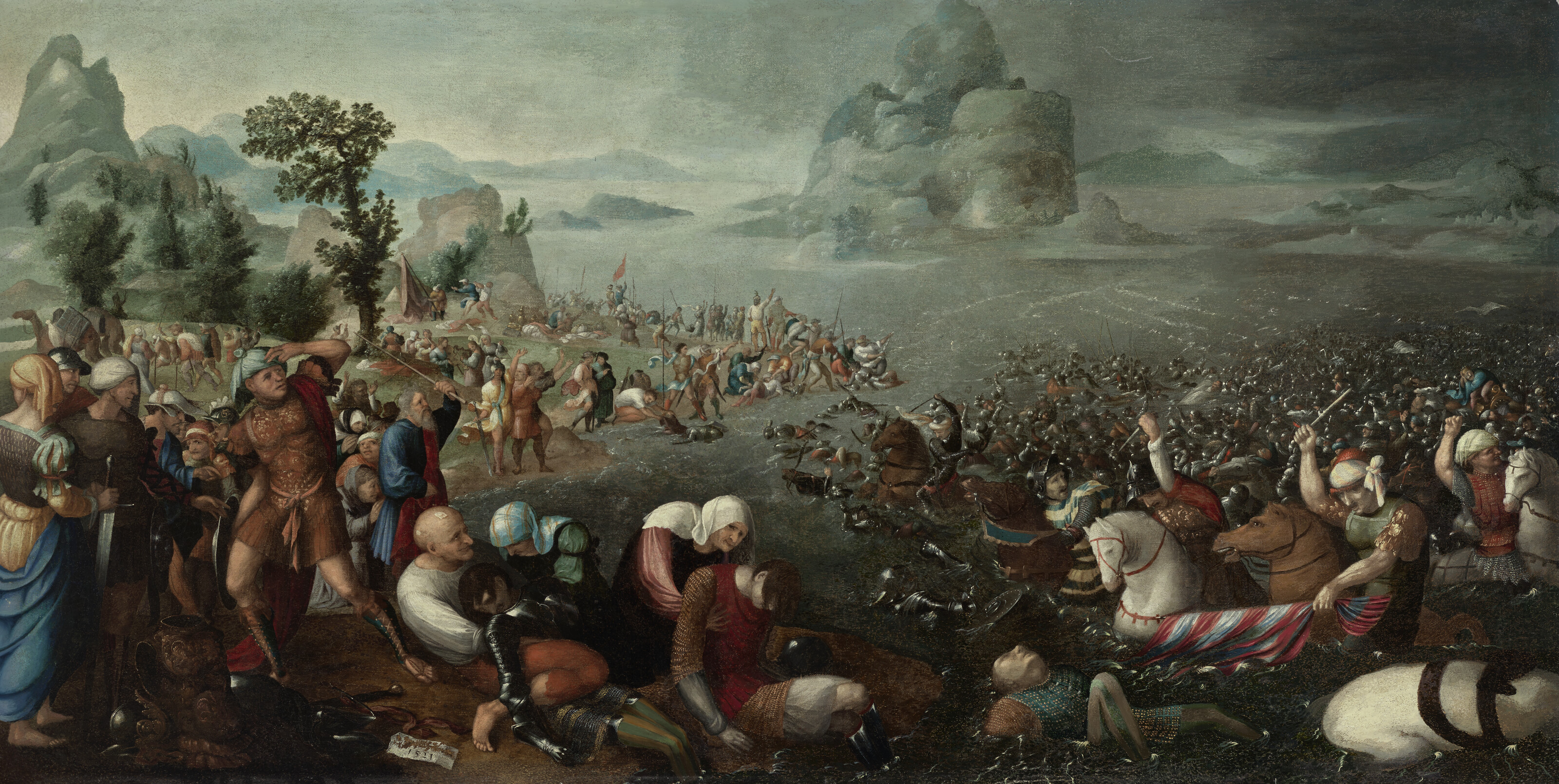 ÉCOLE ITALIENNE, 1521, ENTOURAGE DE JAN VAN SCOREL, Le Passage de la Mer rouge | Christie’s