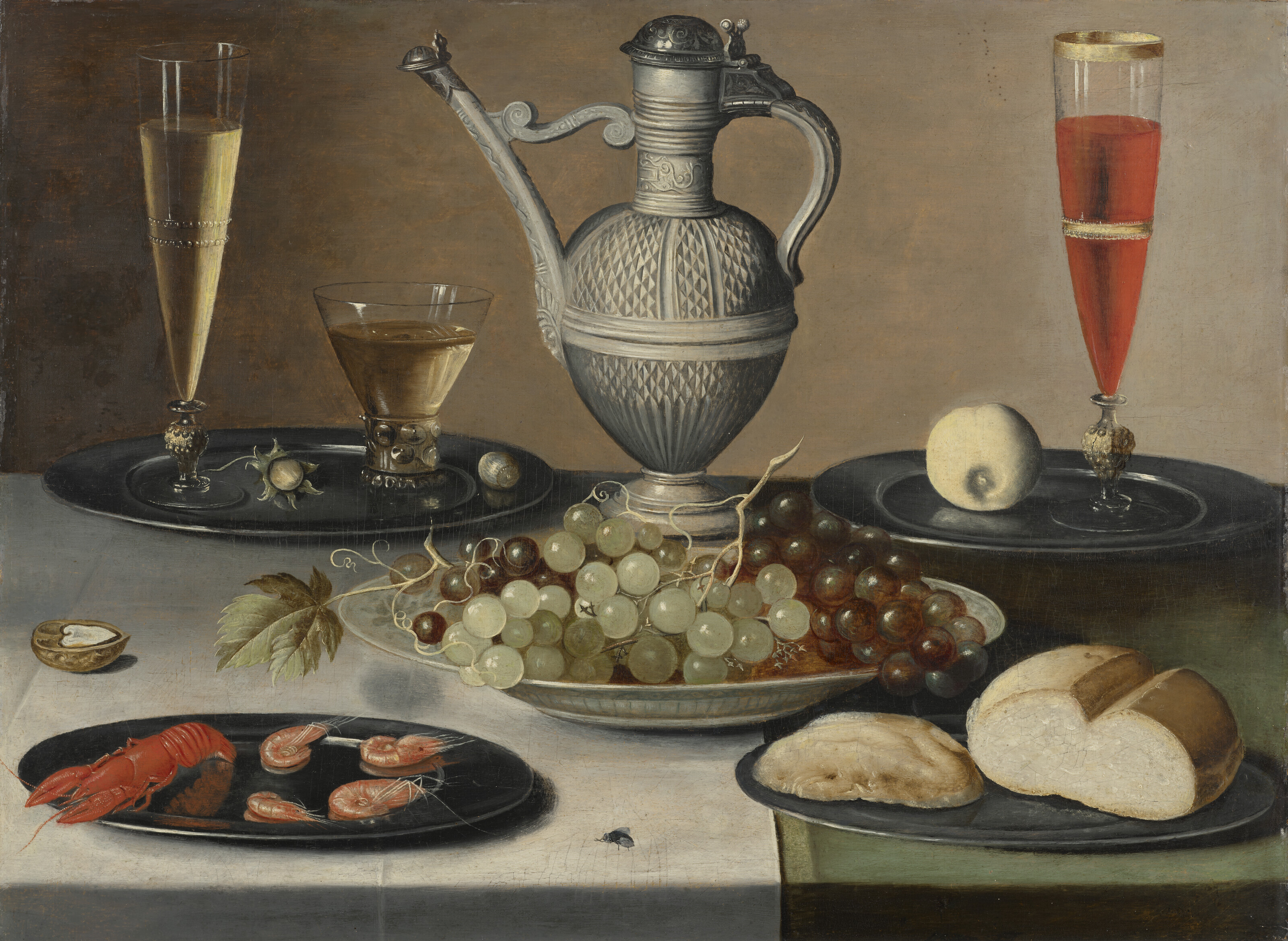 ÉCOLE ANVERSOISE DU XVIIe SIÈCLE, Nature morte aux raisins, aux ...