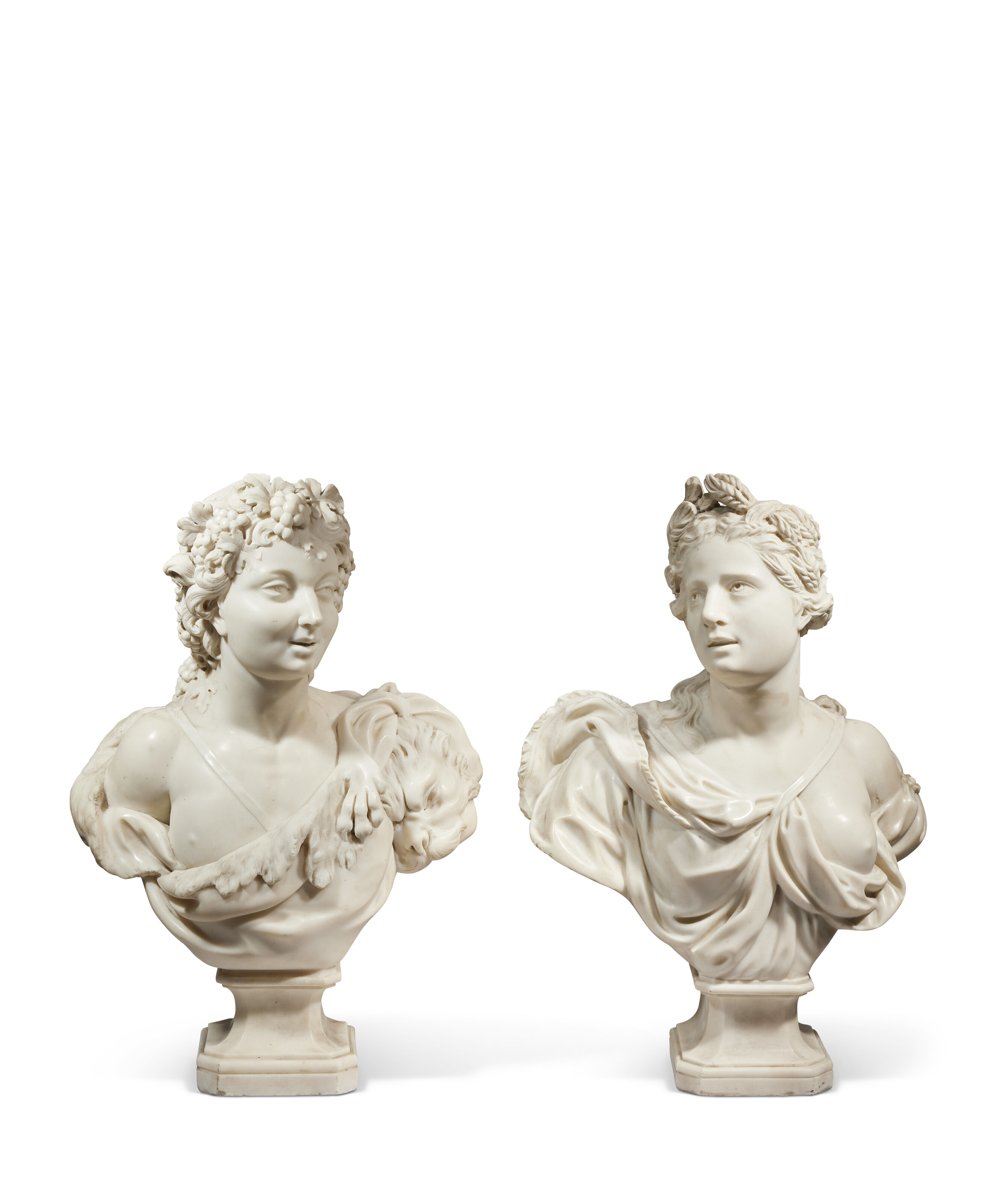 ITALIE, XVIIIE SIÈCLE, Paire de bustes représentant un faune et Cérès ...