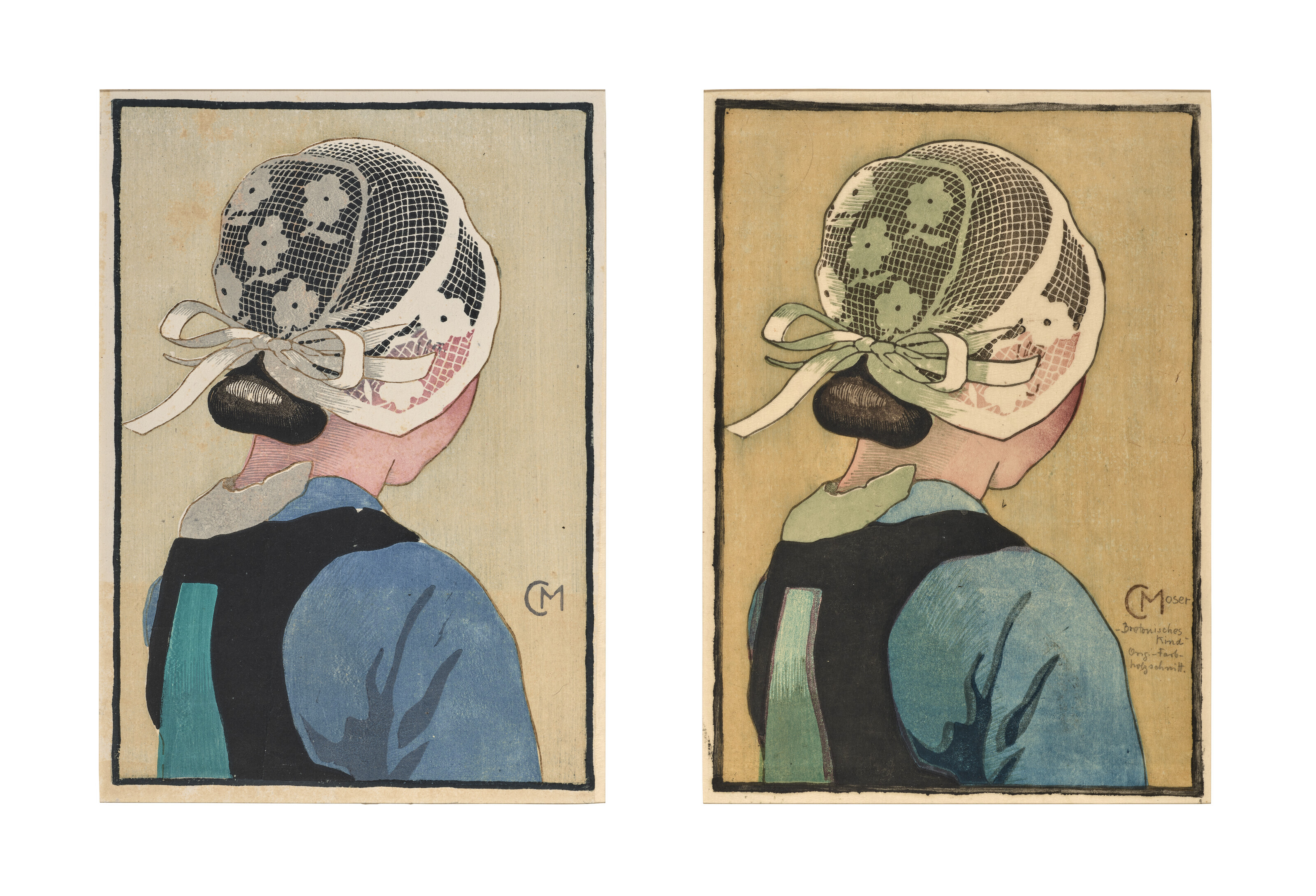 CARL MOSER (1873-1939), Bretonisches Kind (i); Bretonisches Mädchen (ii ...