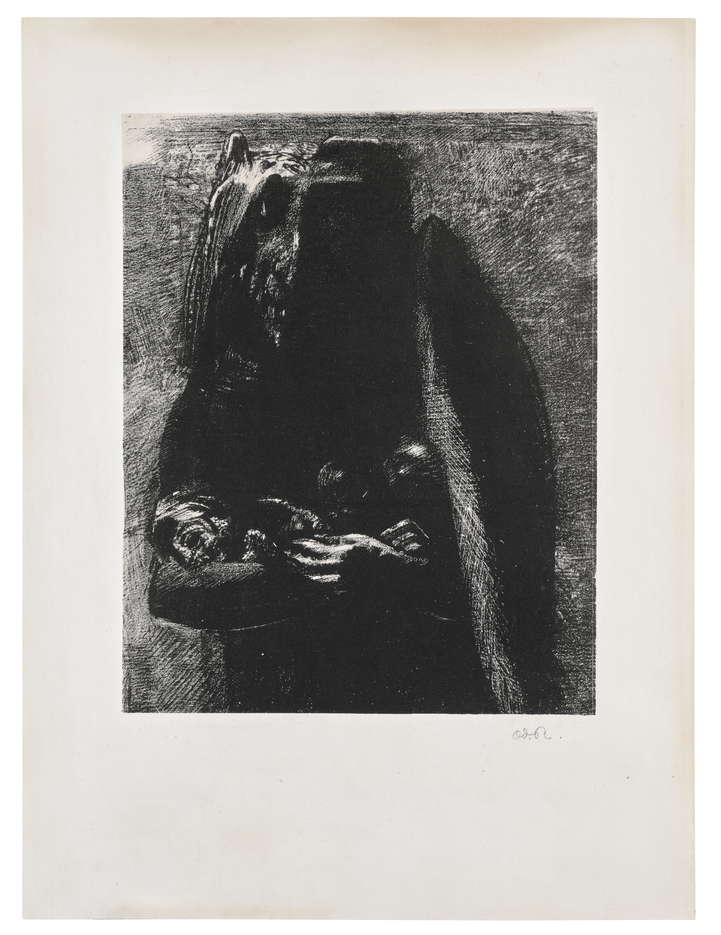 ODILON REDON (1840-1916), C'est le diable, portant sous ses deux ailes ...