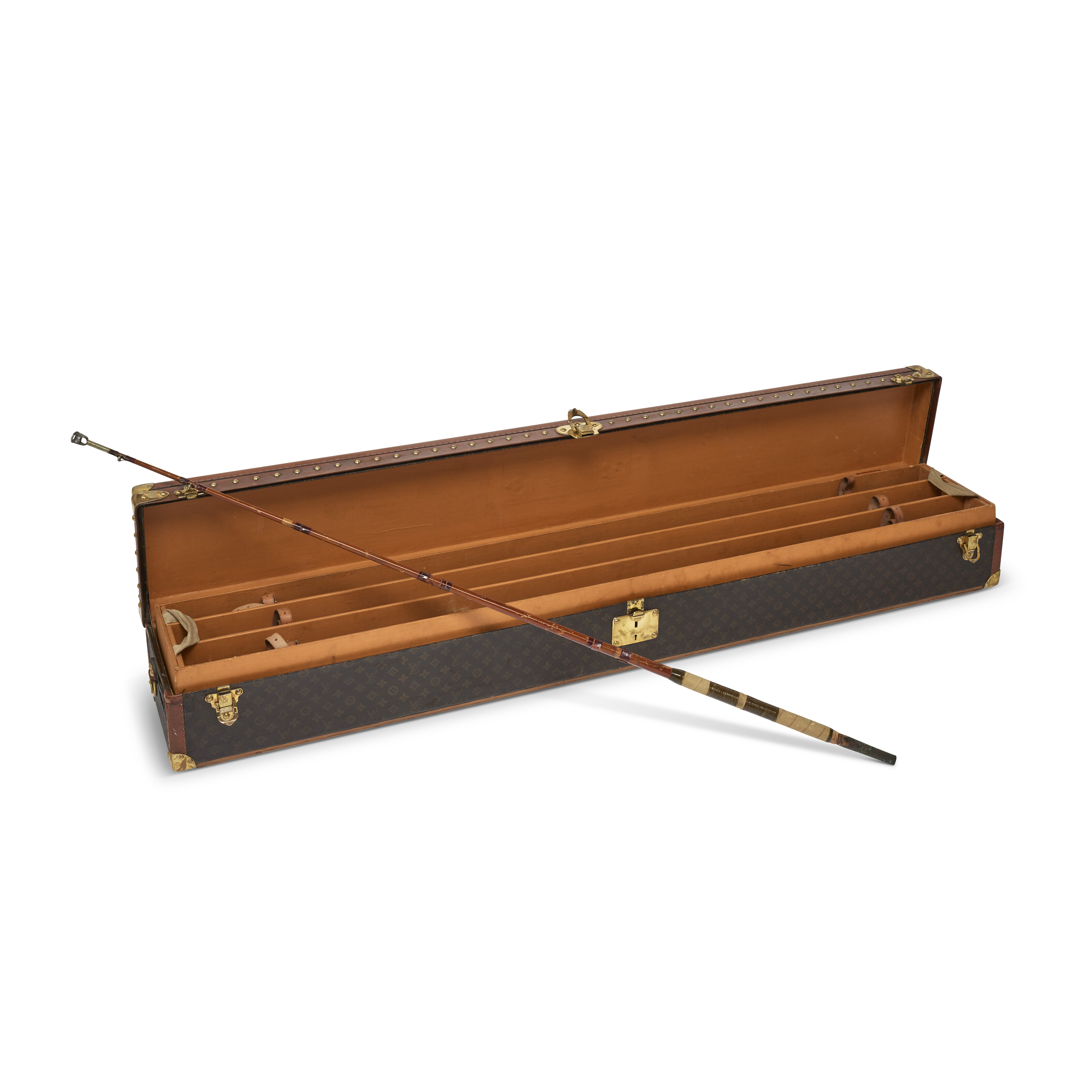 RARE, MONOGRAM CANVAS FISHING TRUNK WITH BRASS HARDWARE, LOUIS VUITTON ...