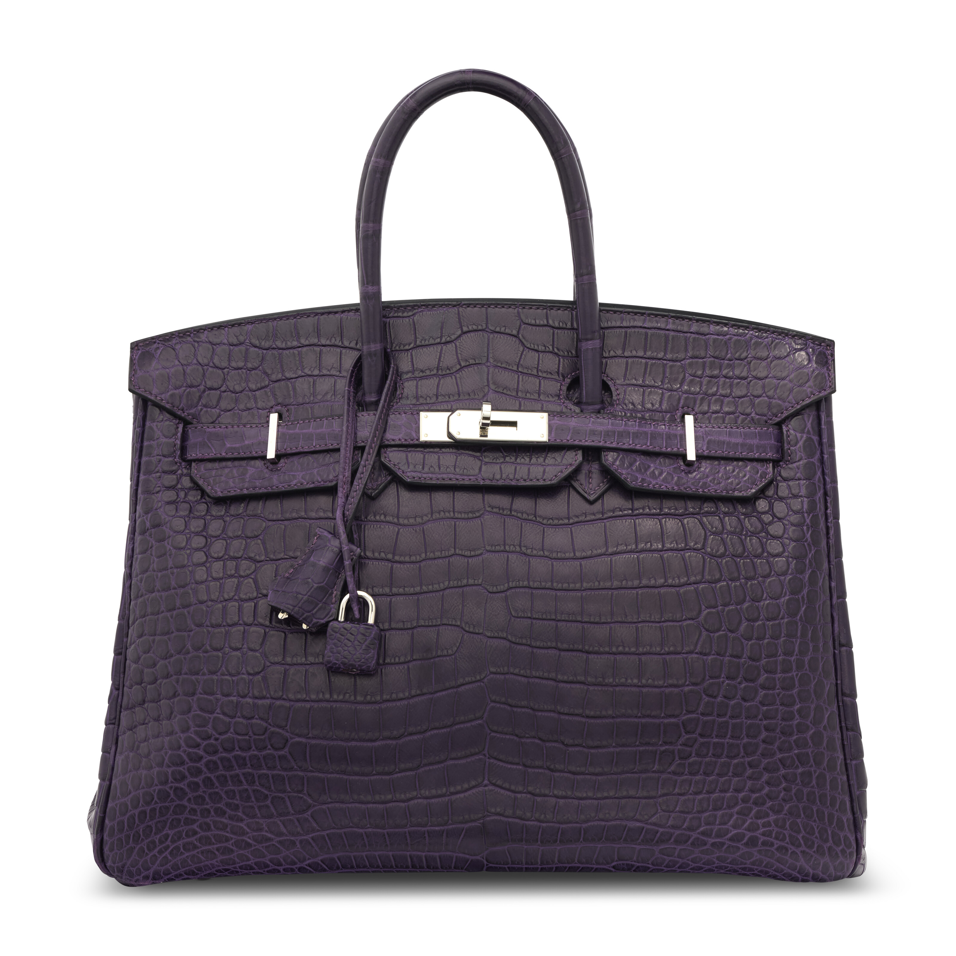 A MATTE AMÉTHYSTE POROSUS CROCODILE BIRKIN 35 WITH PALLADIUM HARDWARE ...