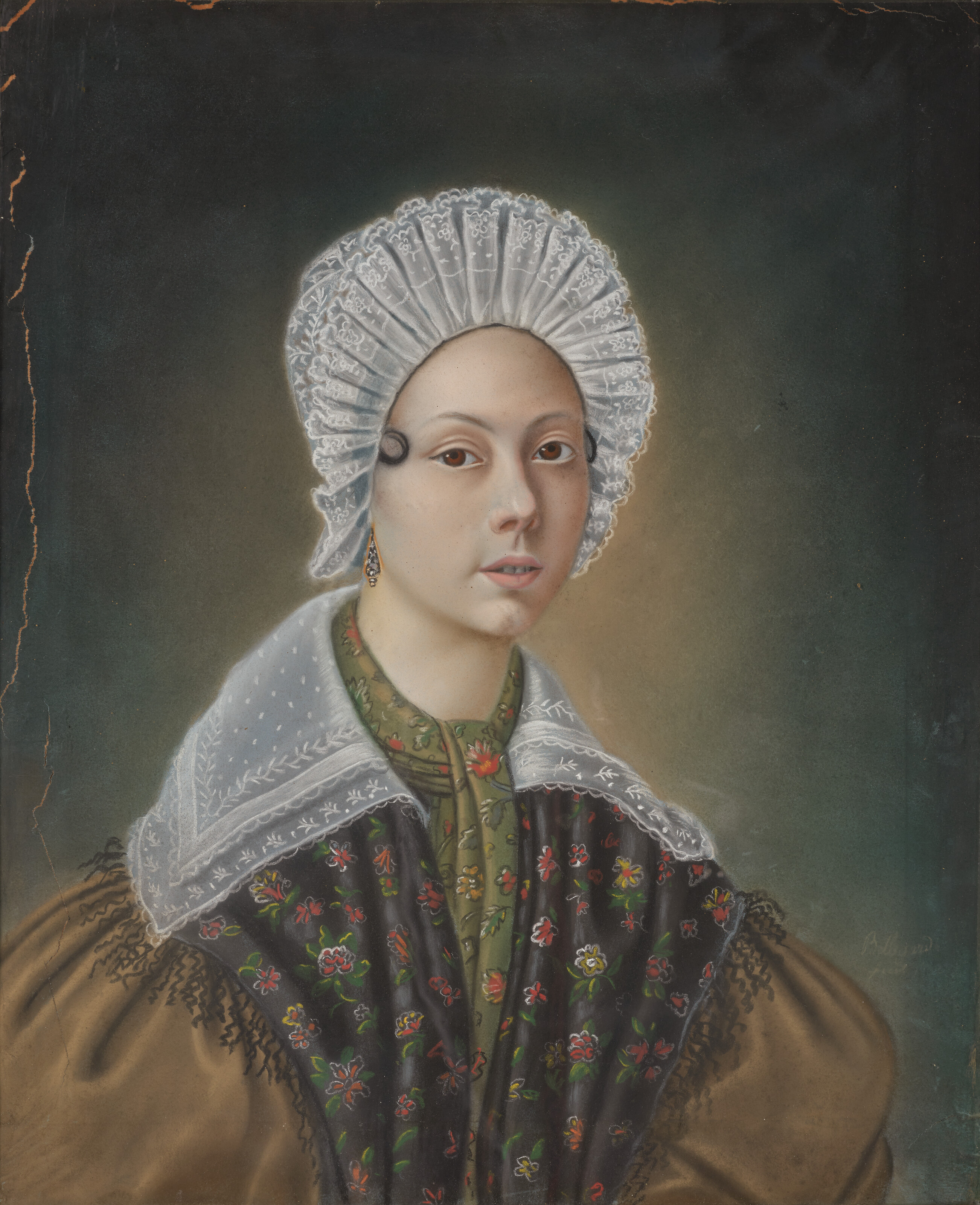 ÉCOLE DU DÉBUT DU XIXe SIÈCLE, Femme à la coiffe blanche et au châle ...