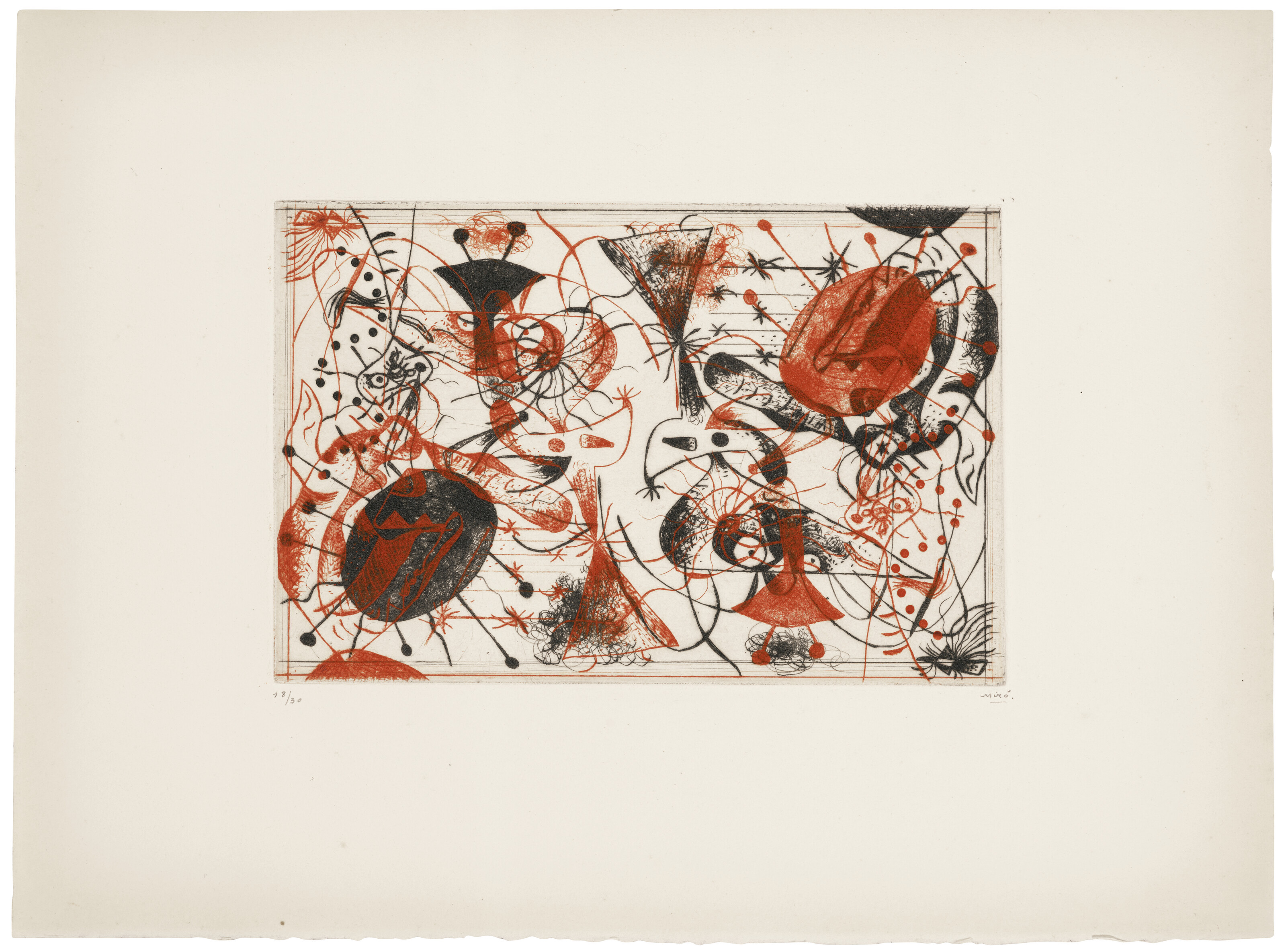 JOAN MIRÓ ( 1893-1983), Série noire et rouge: one plate | Christie’s