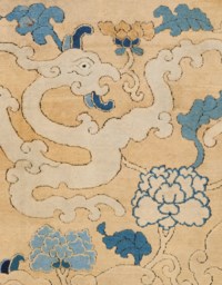 AN EXTREMELY RARE IMPERIAL MING 'QI' DRAGON PALACE CARPET, POSSIBLY ...
