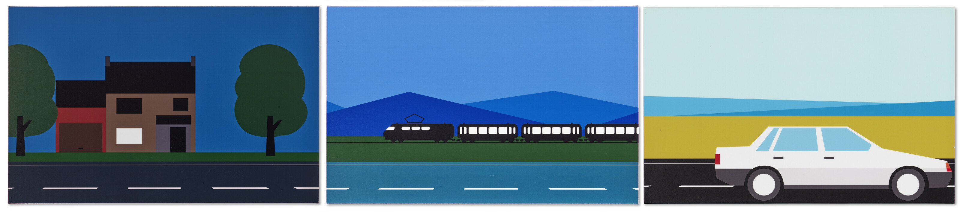 JULIAN OPIE (B. 1958), (i) Roadscape 49(ii) Roadscape 52(iii) Roadscape ...