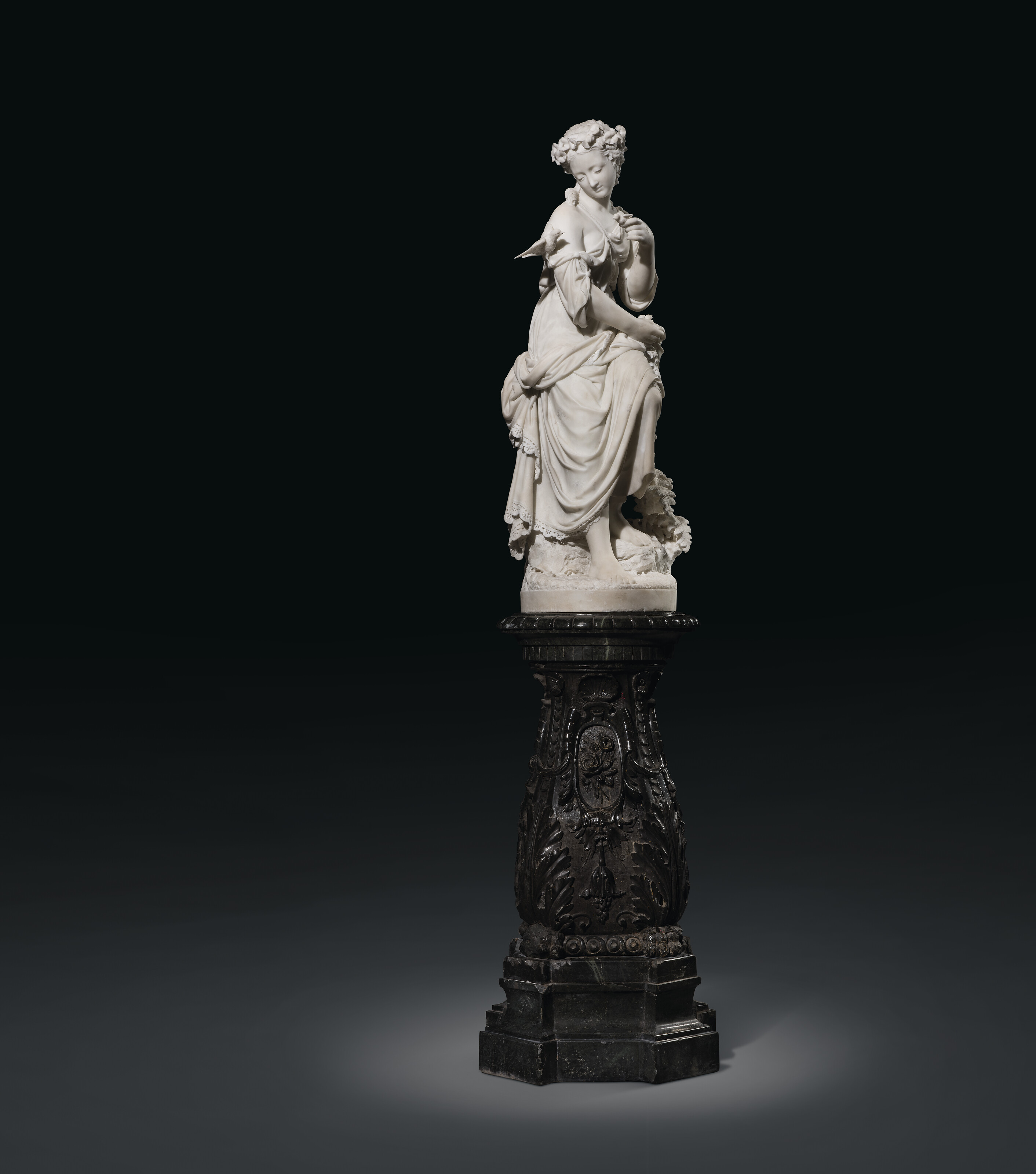 A WHITE MARBLE FIGURE OF ALLEGORY OF SPRING, BY PROF. GUISEPPE ...