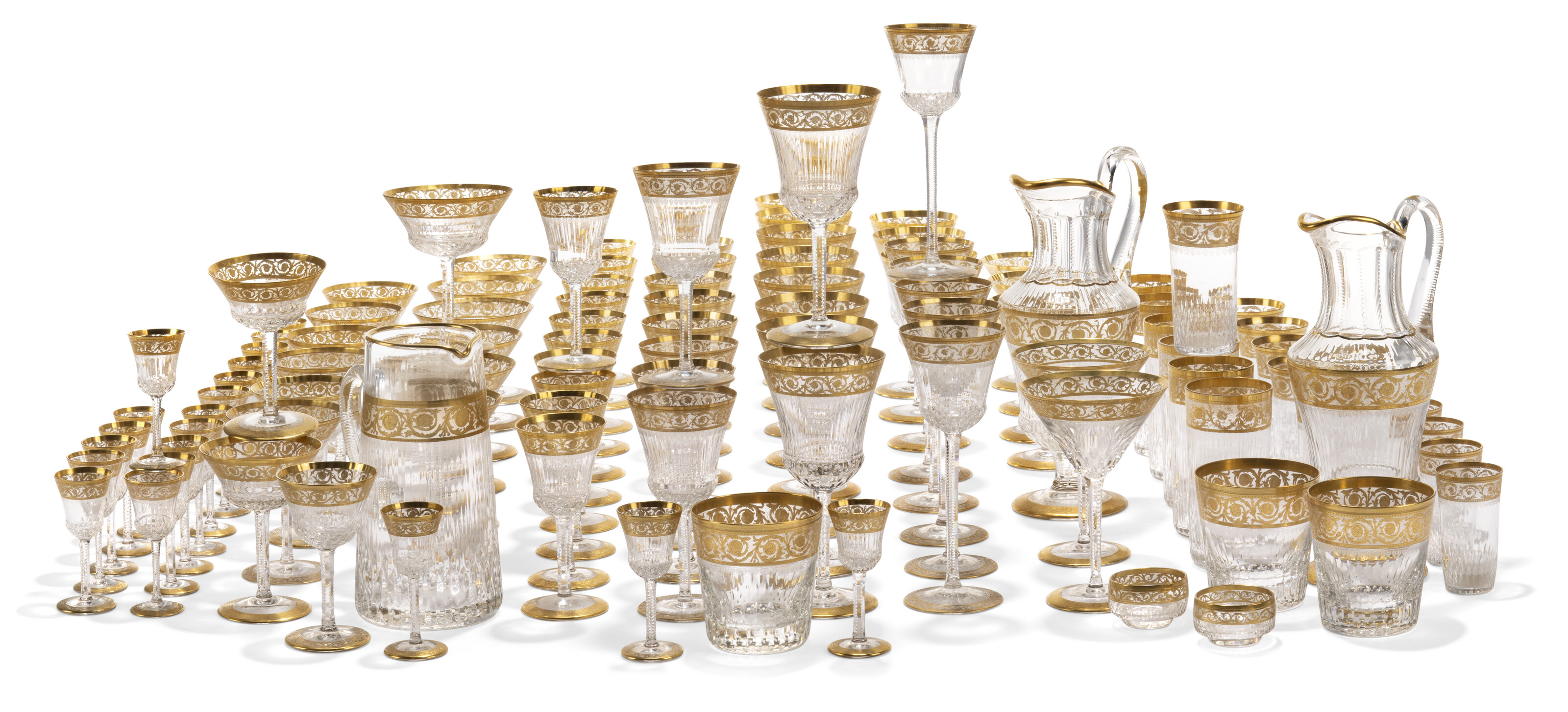 A ST. LOUIS 'THISTLE' PATTERN CUT-GLASS COMPOSITE PART TABLE-SERVICE ...