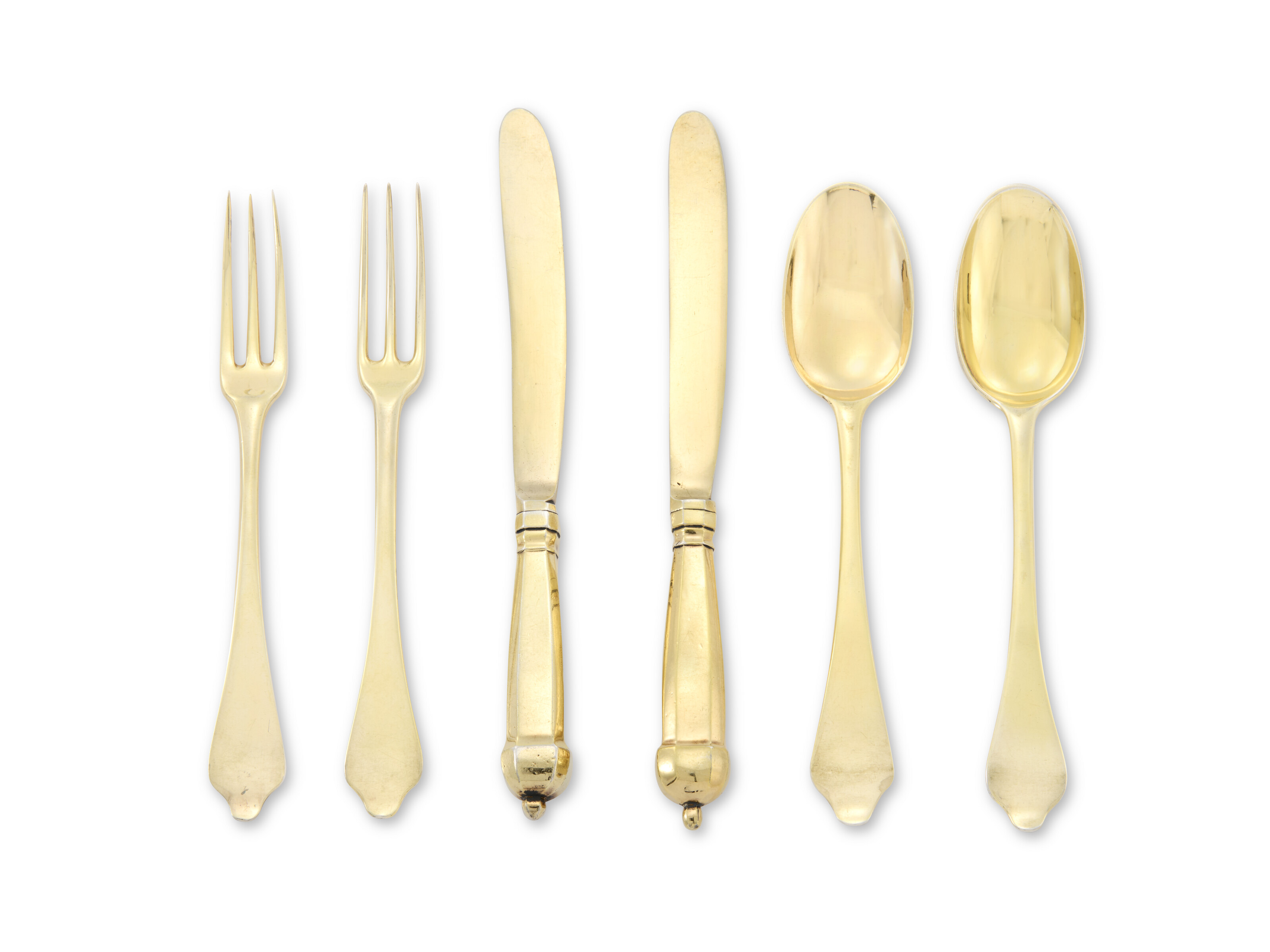 A QUEEN ANNE AND GEORGE III SILVER-GILT DESSERT SERVICE, LONDON, THE ...