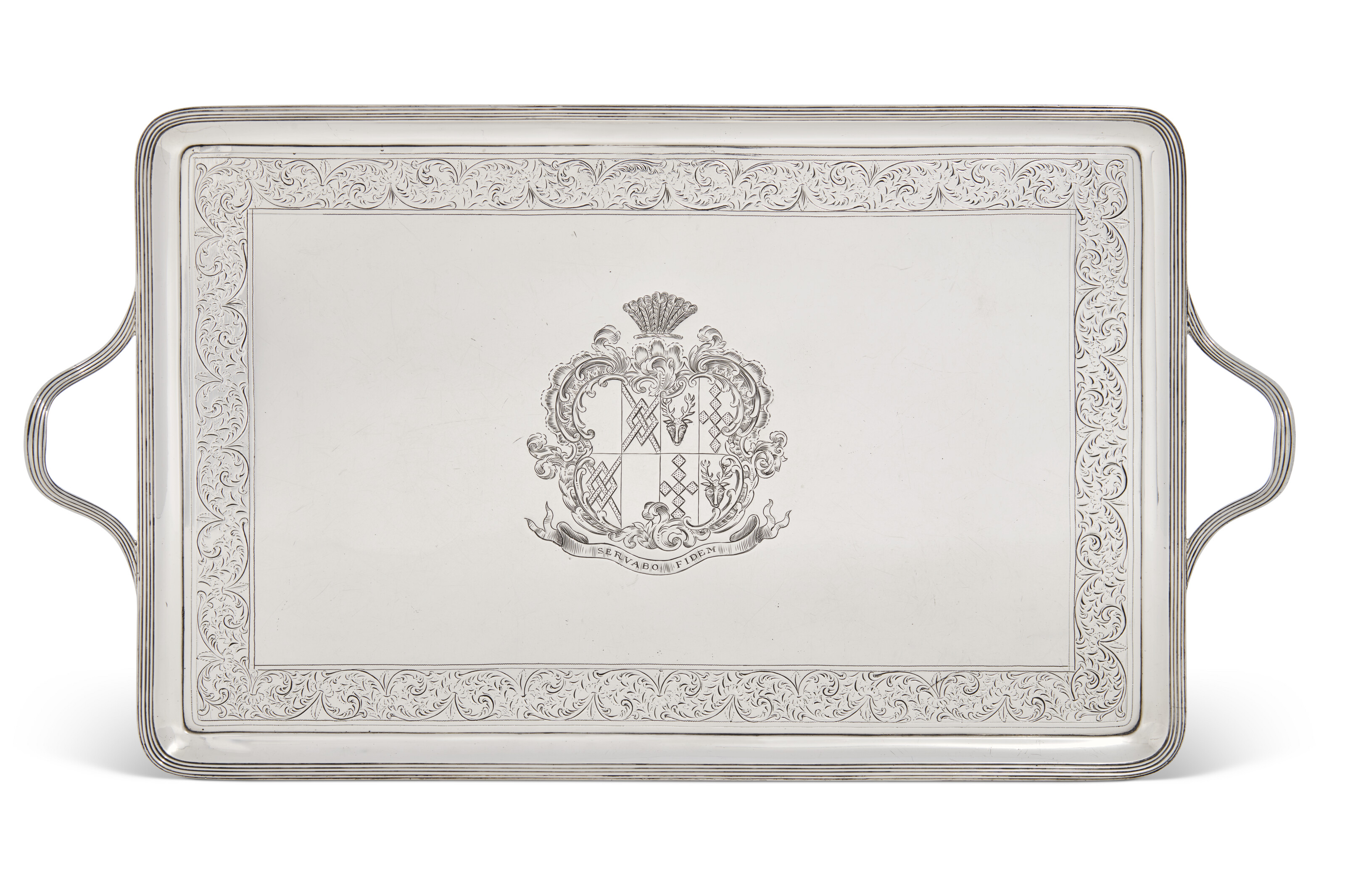 A GEORGE III SILVER TWO-HANDLED TRAY, MARK OF JOHN CROUCH AND THOMAS ...