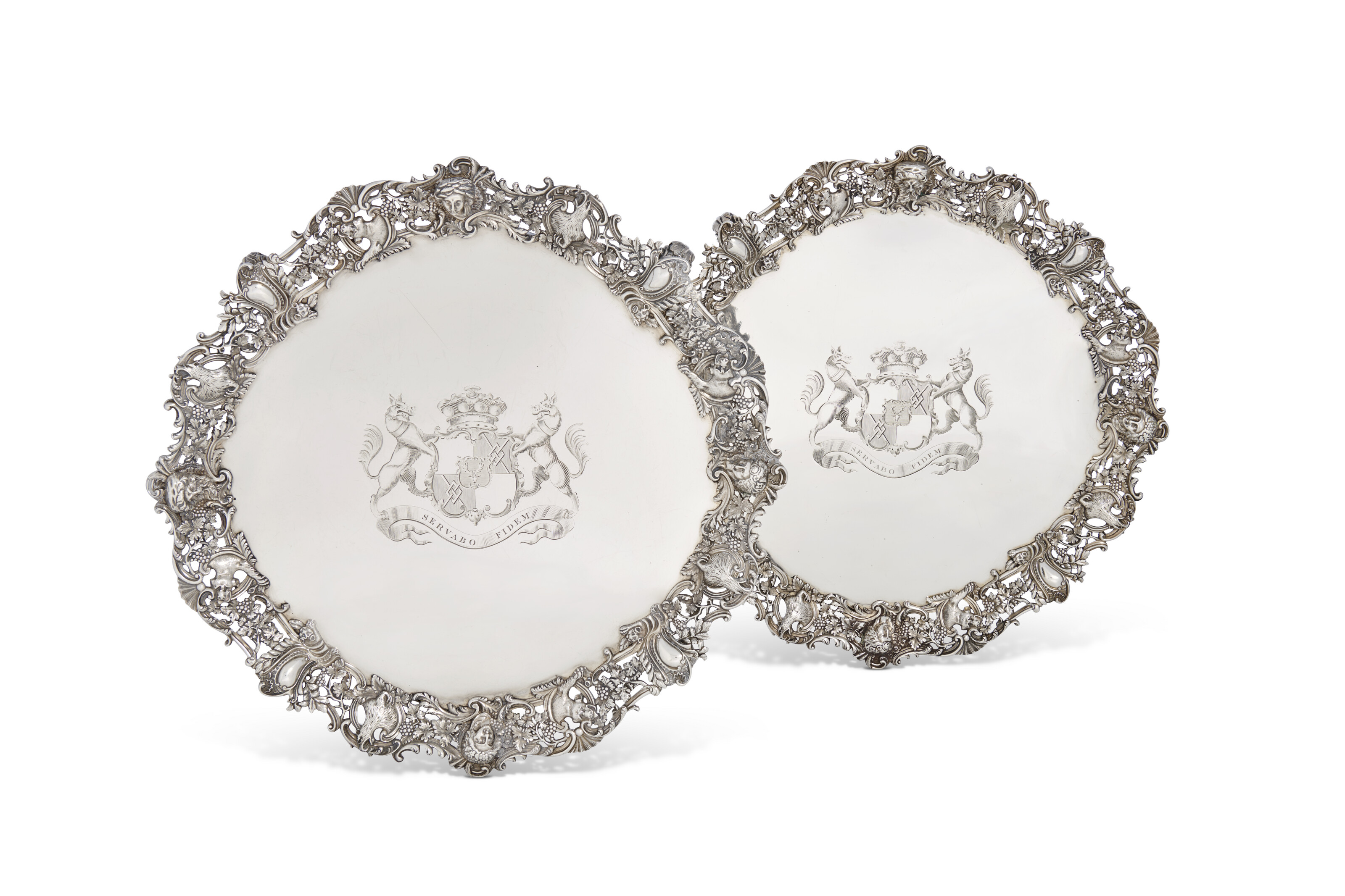 A PAIR OF GEORGE IV SILVER SALVERS, MARK OF WILLIAM BURWASH, LONDON ...