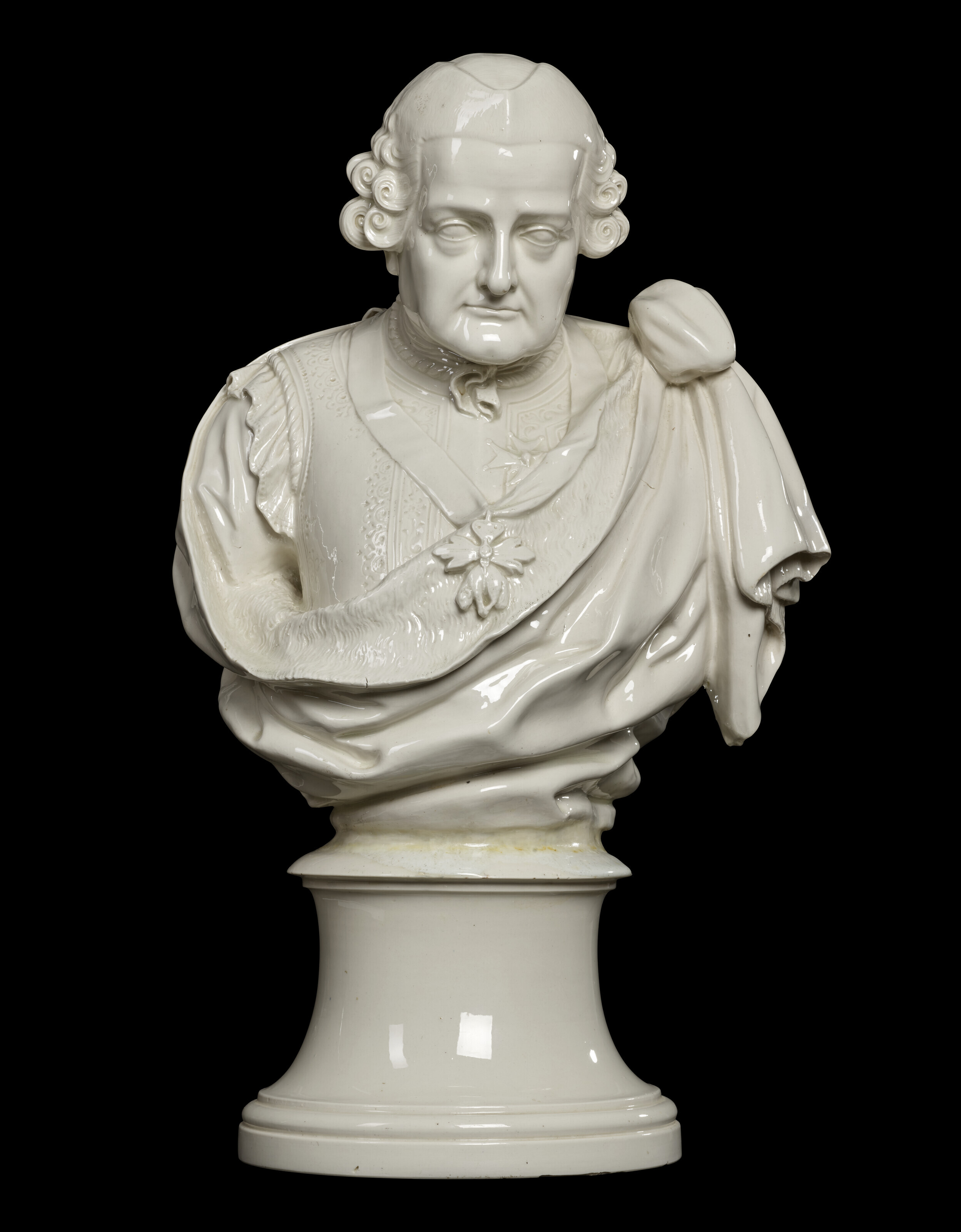 AN ALCORA WHITE PORCELAIN BUST OF DON PEDRO PABLO ABARCA DE BOLEA, 10TH ...