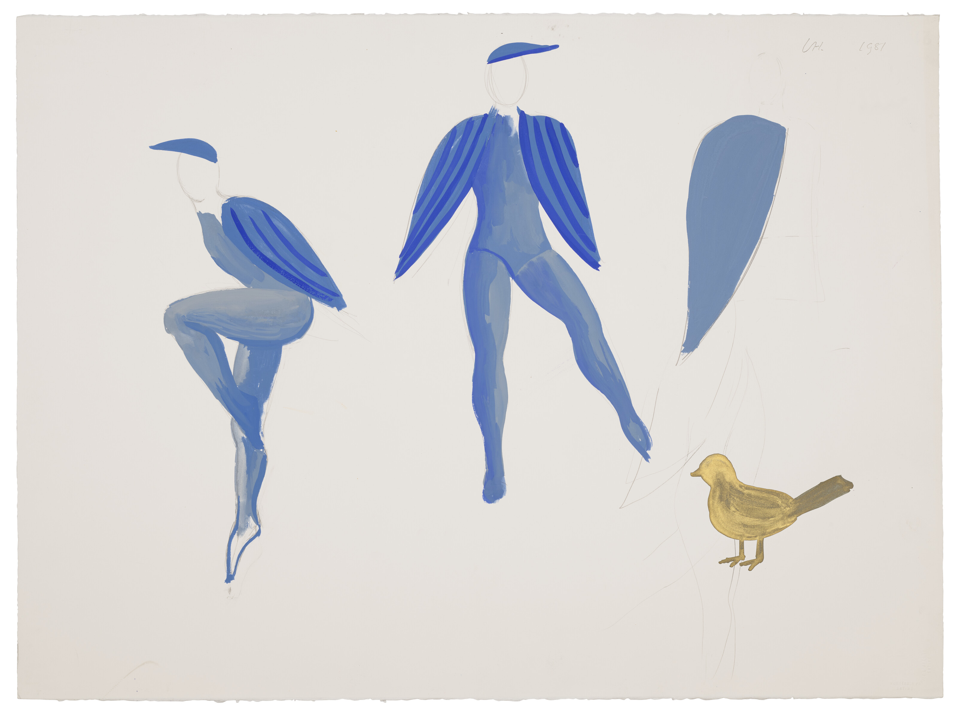 DAVID HOCKNEY (B. 1937), Study for Real and Mechanical Nightingale ...