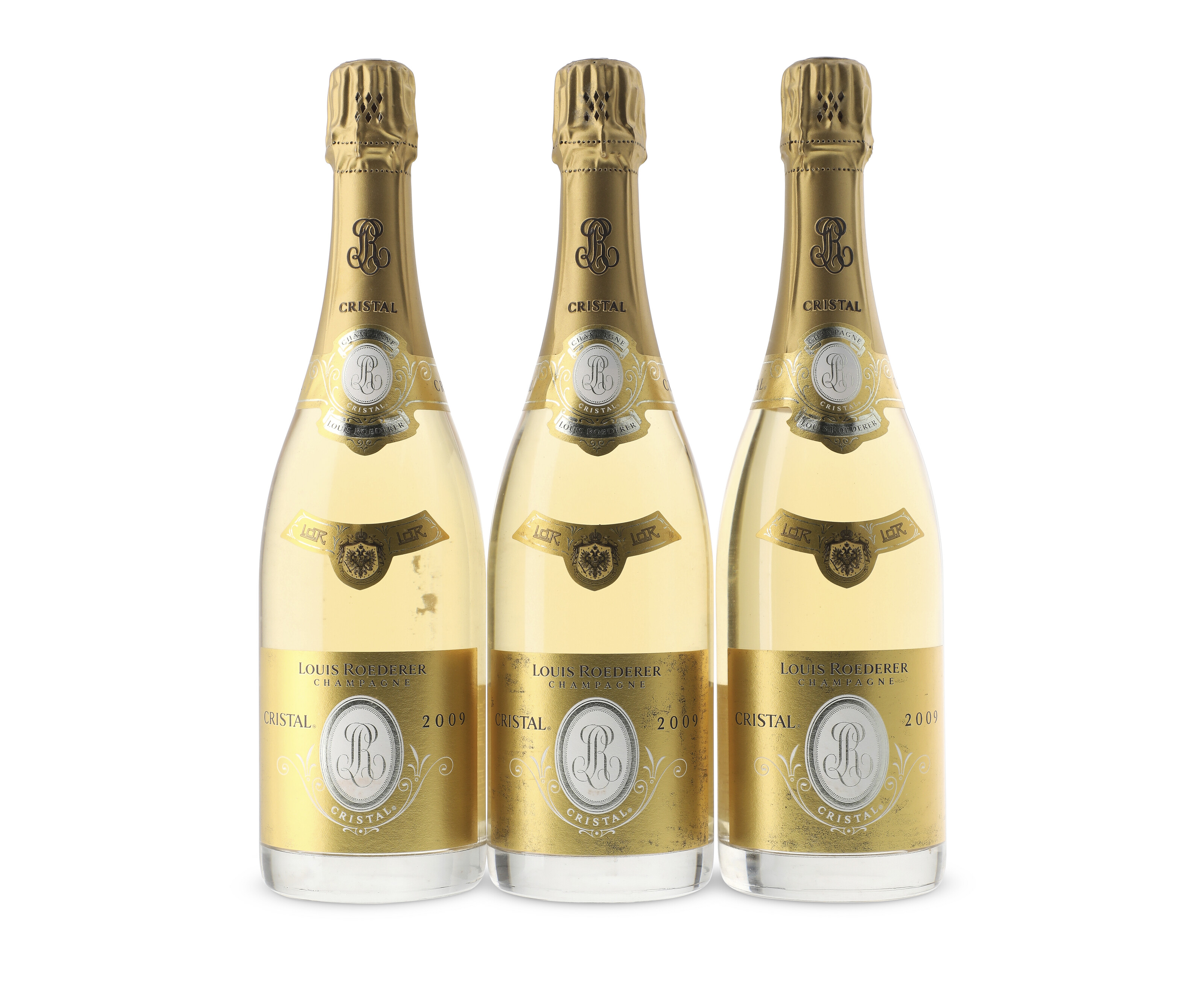 Louis Roederer, Cristal 2009, Champagne Slightly bin-soiled labels, 2 ...