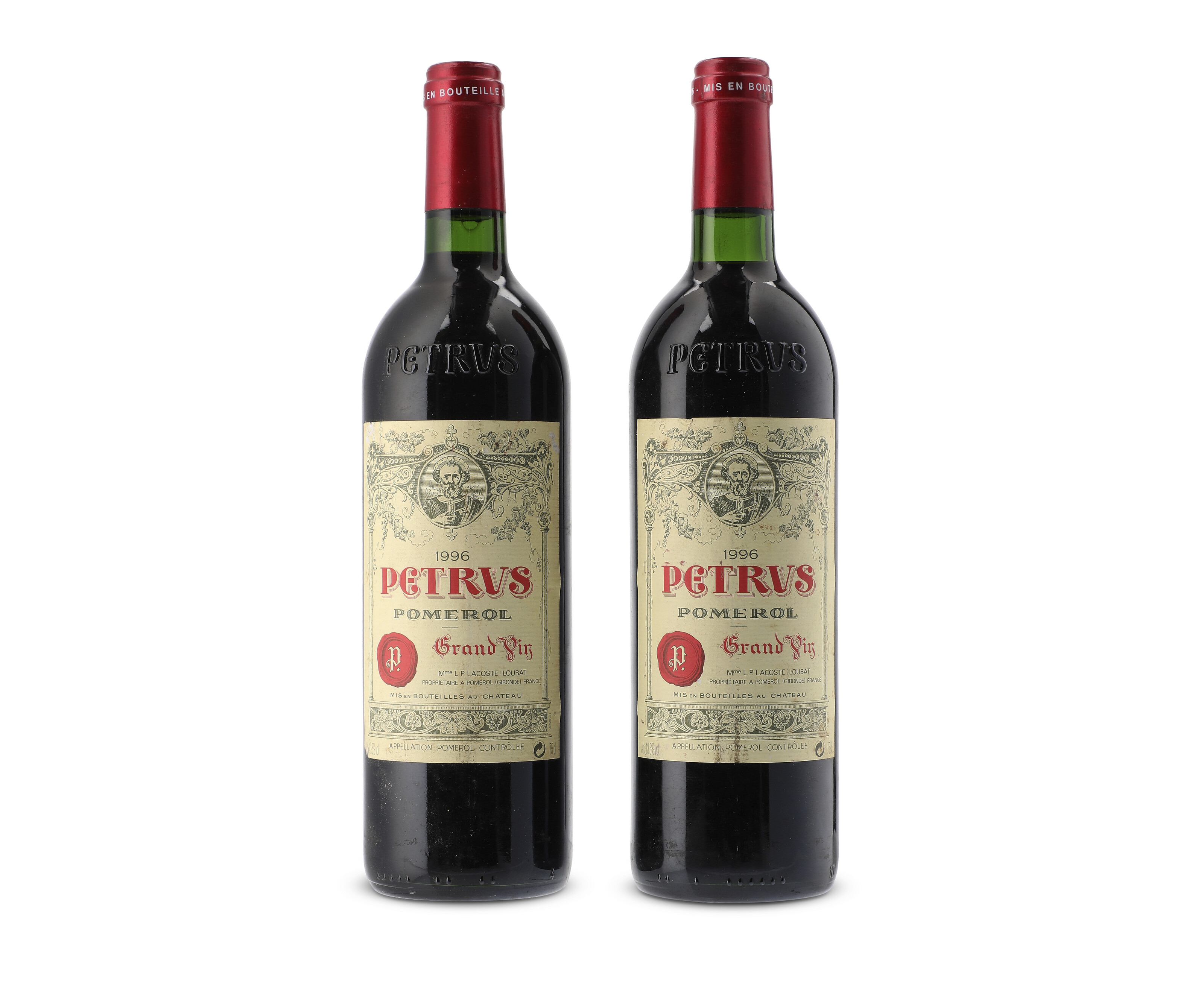 Petrus 1996, Pomerol U. 1 into-neck and 1bon, nicked label | Christie’s