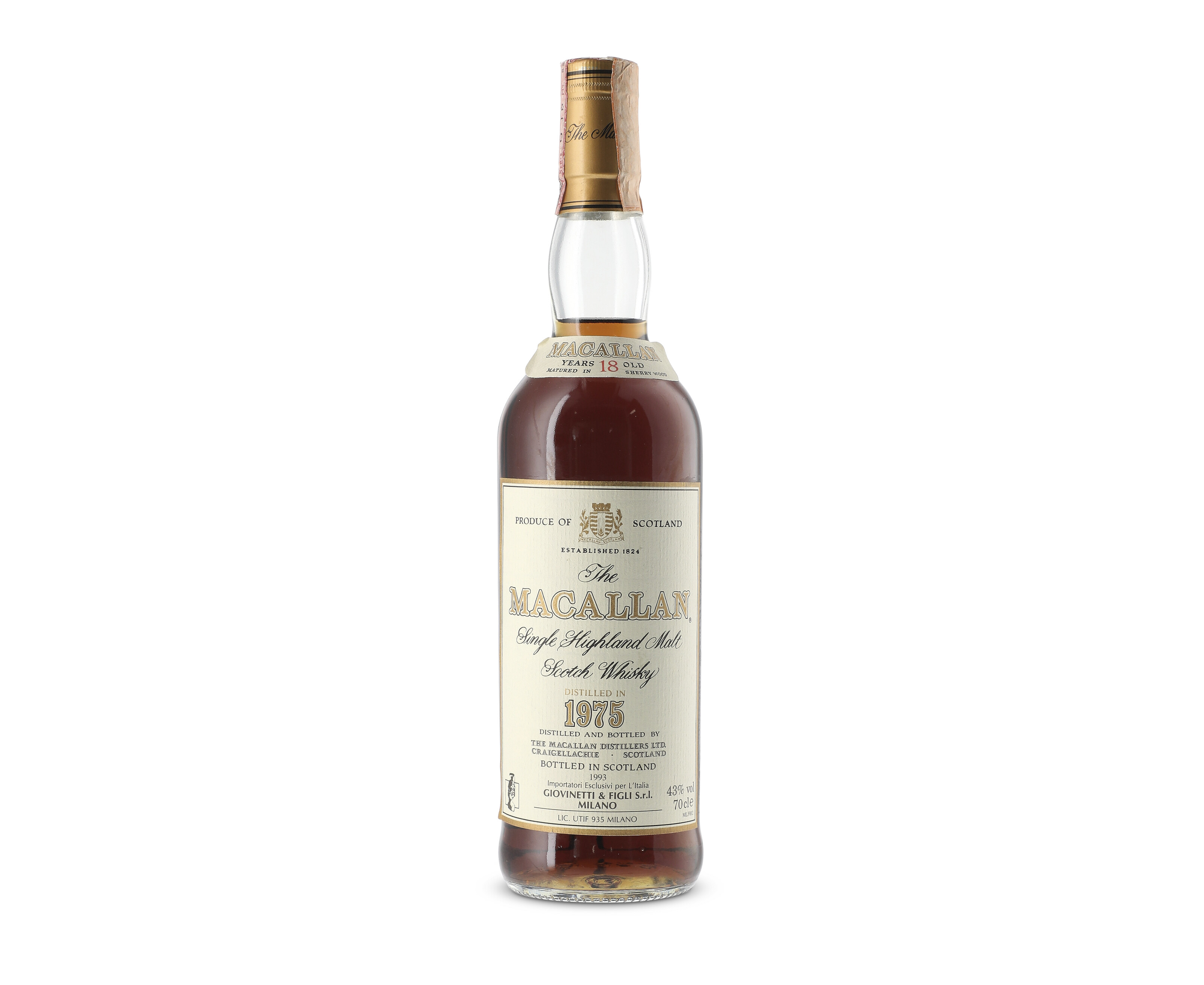 The Macallan 18 Year Old 1975, Bottled in 1993. Integrated Italian ...
