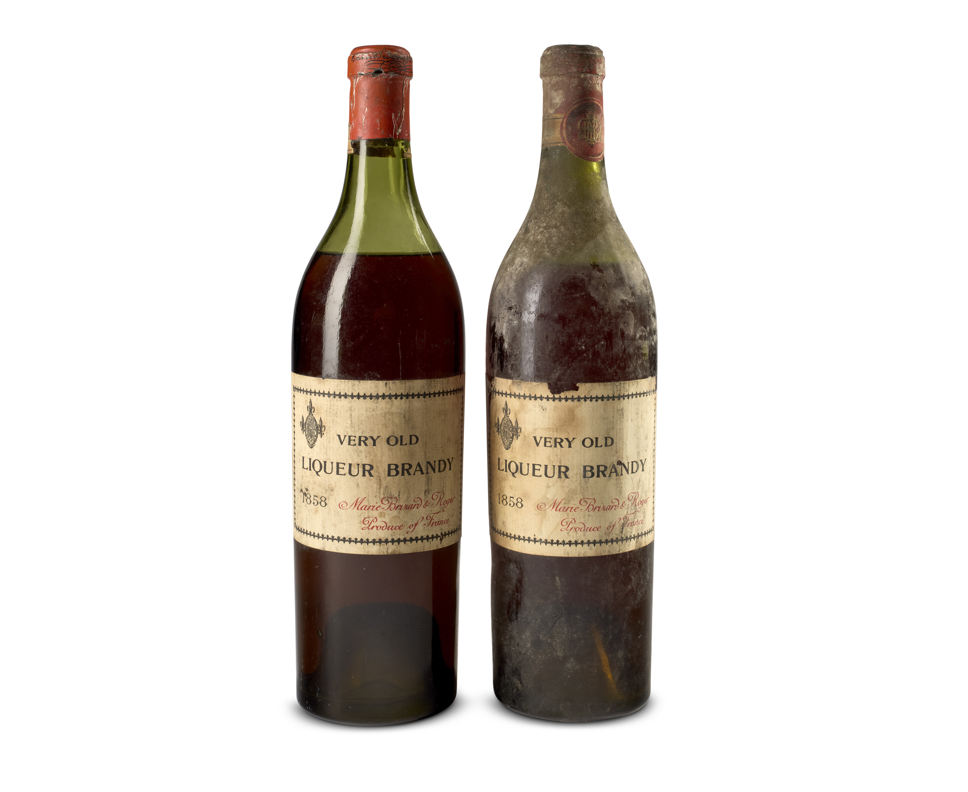 Marie Brizard & Roger, Extra Old Liqueur Brandy 1858, U. 1x5cm, 1x6cm ...
