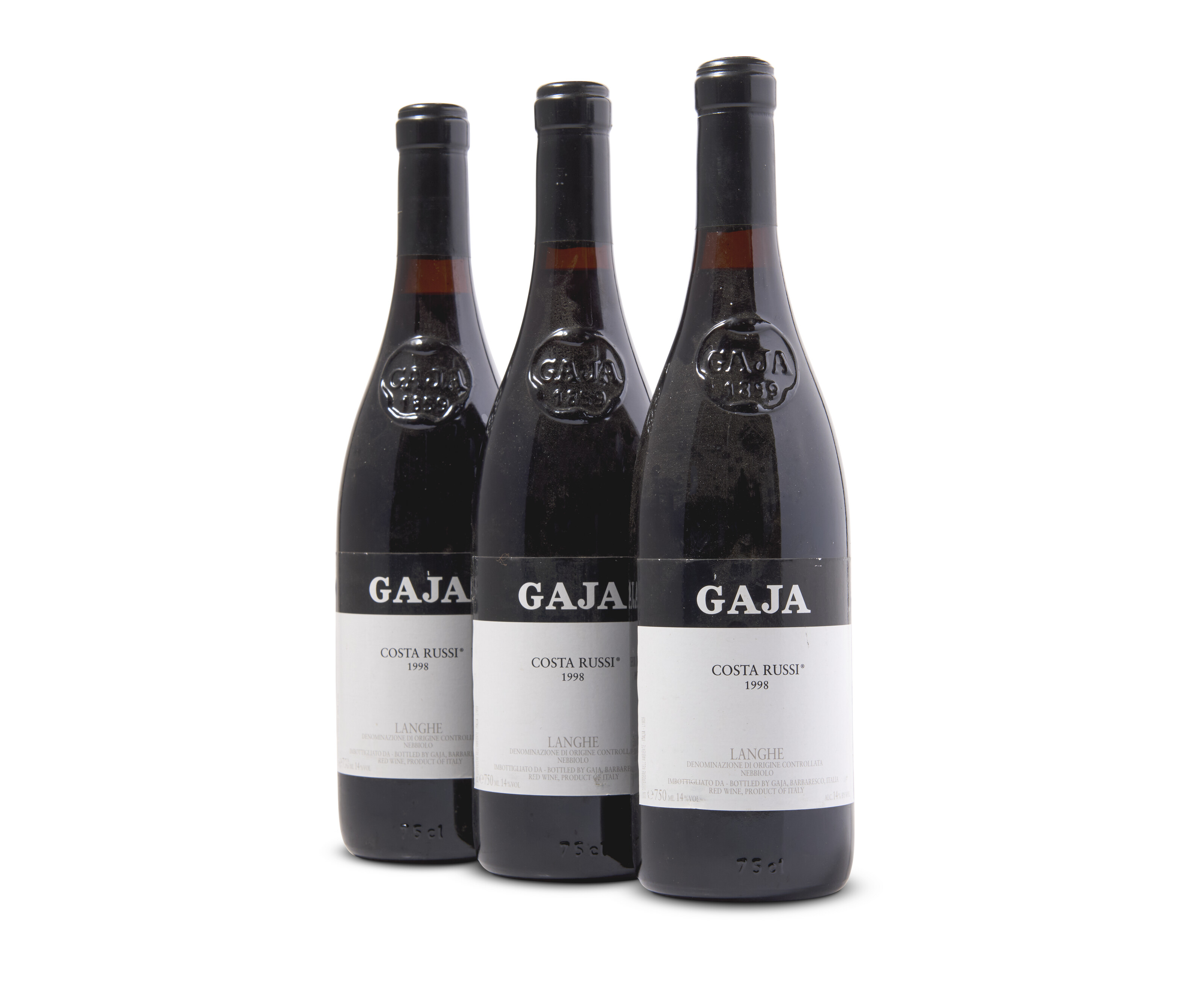 Gaja, Barbaresco, Costa Russi 1998, Scuffed capsules. Scuffed labels ...