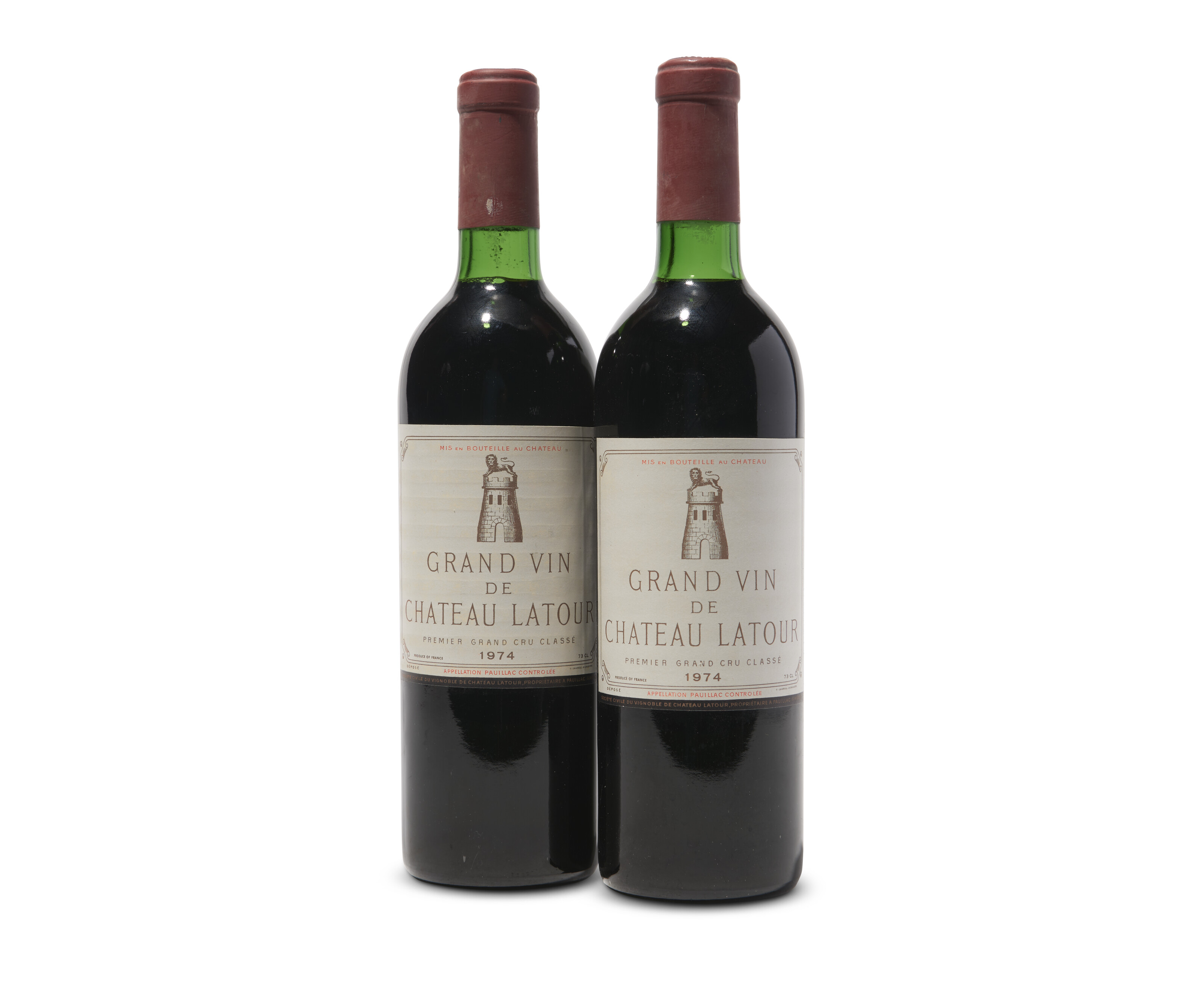 Mixed Latour 1974-1975, Château Latour 1974Bin-soiled and glue striped ...
