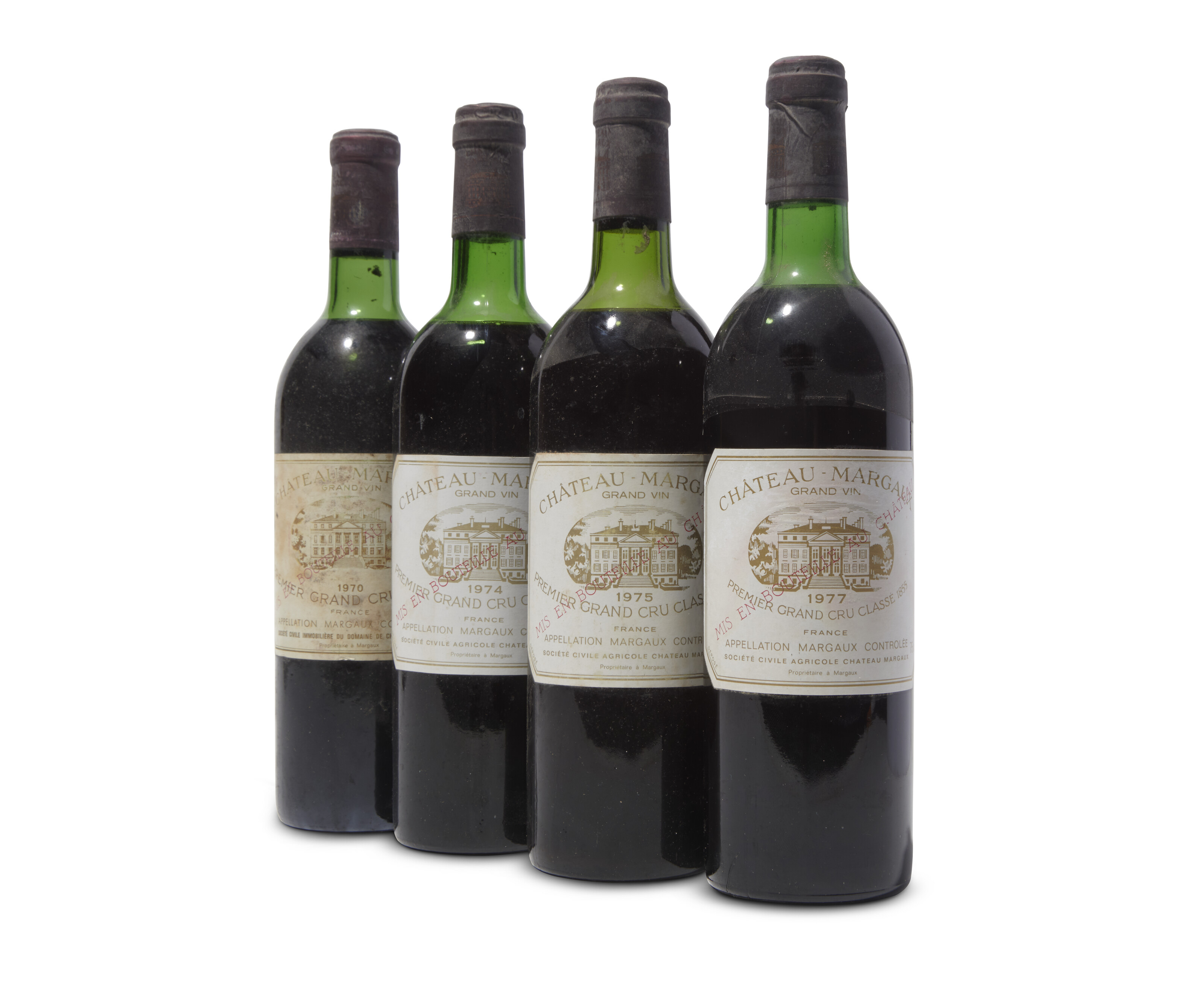 Mixed Margaux 1970-1977, Château Margaux 1970Corroded capsules. Three ...