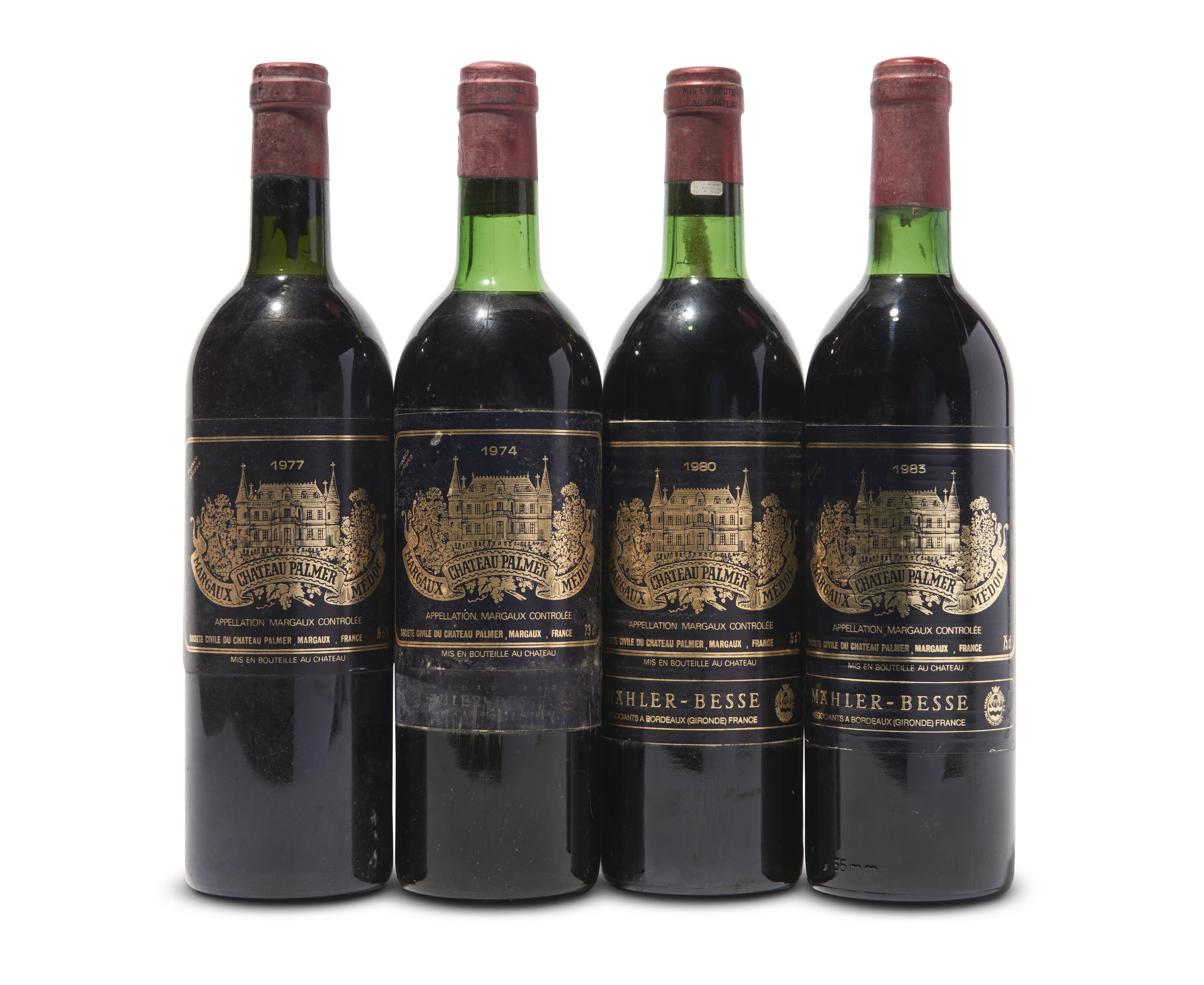 Mixed Palmer 1974-1983, Château Palmer 1974Scuffed capsules. Bin-soiled ...