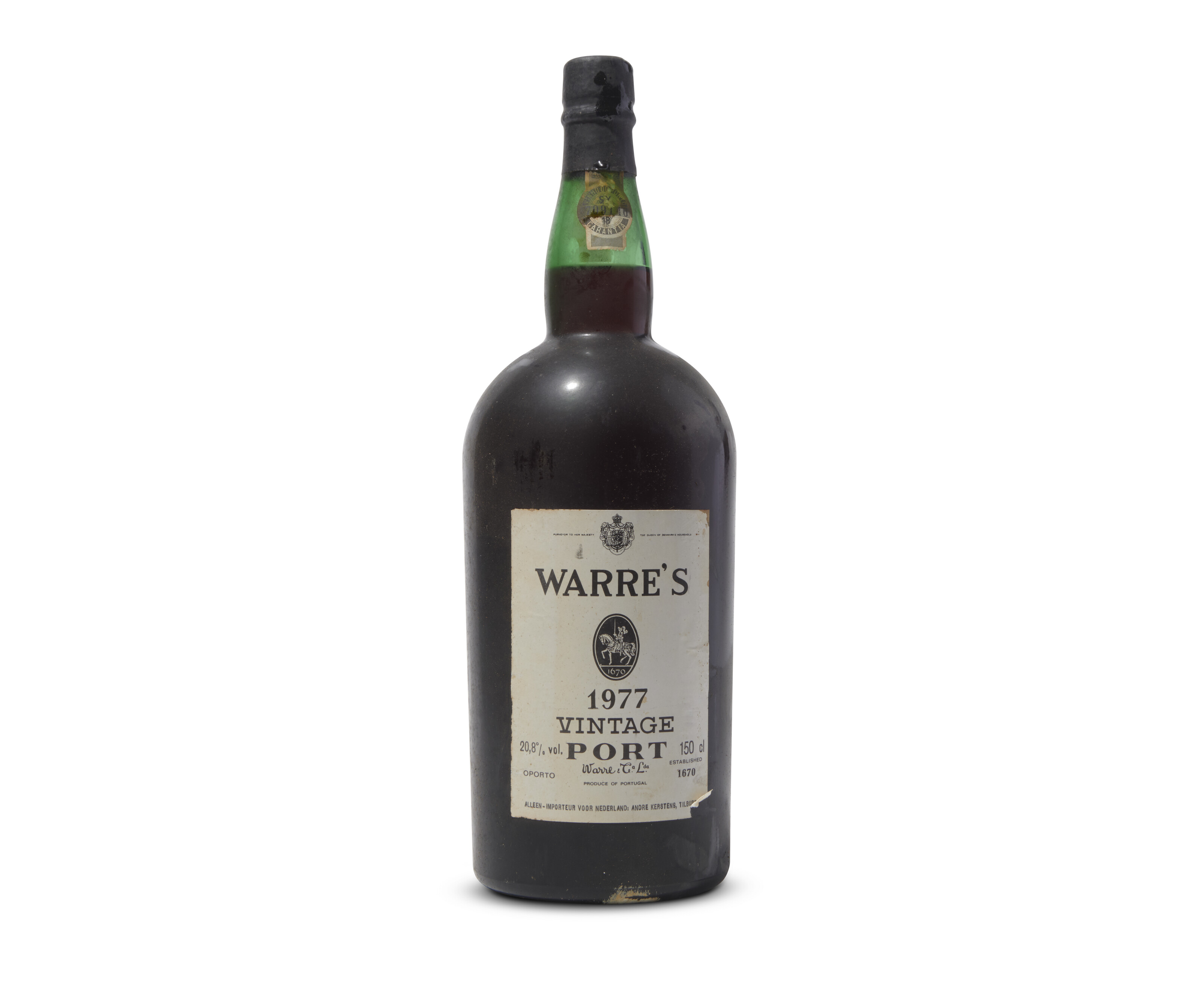 Warre's, Vintage Port 1977, Signs of seepage. Slightly bin-soiled and ...