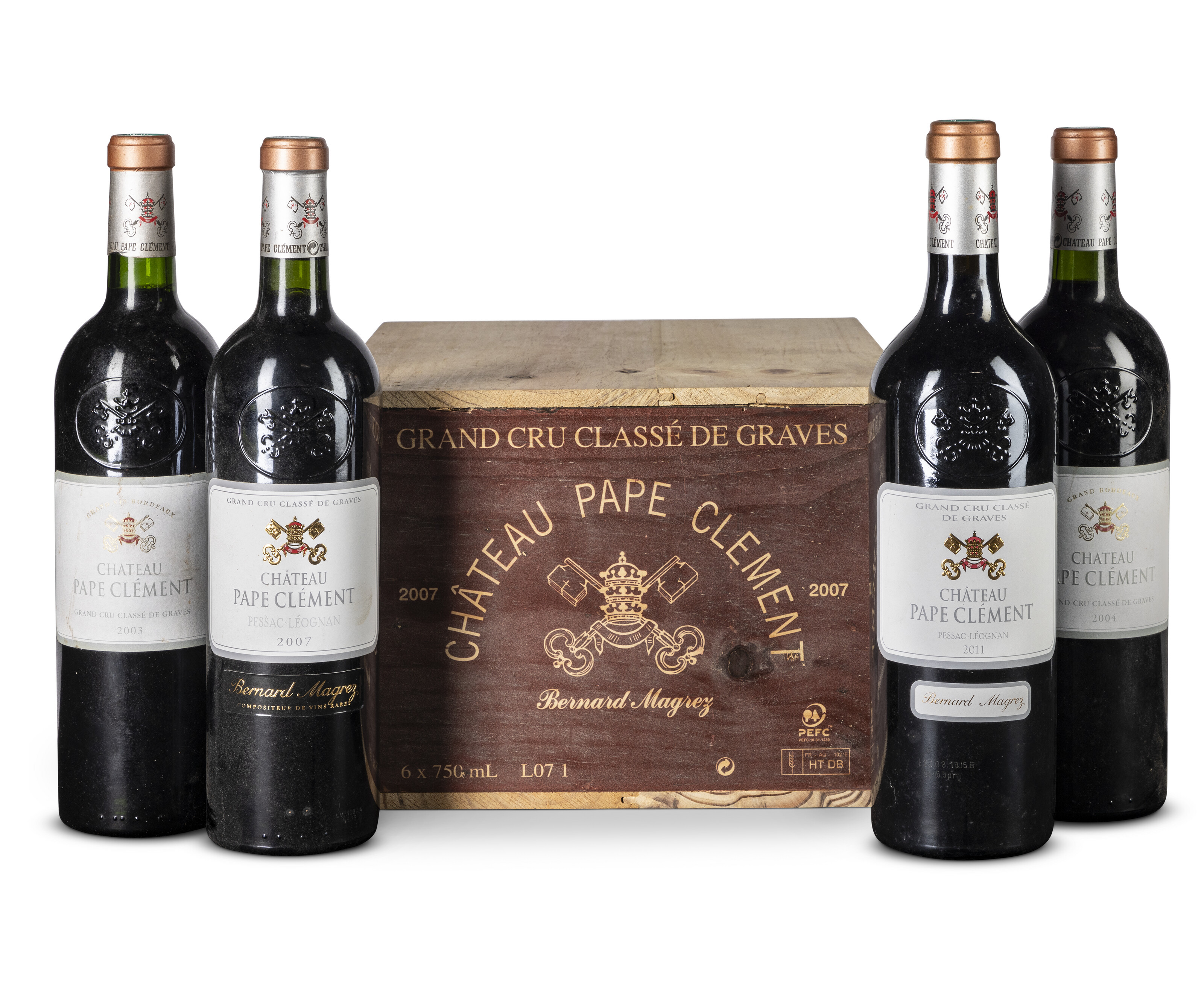Mixed Pape Clement 2003-2011, Château Pape Clement 2003Slightly bin ...